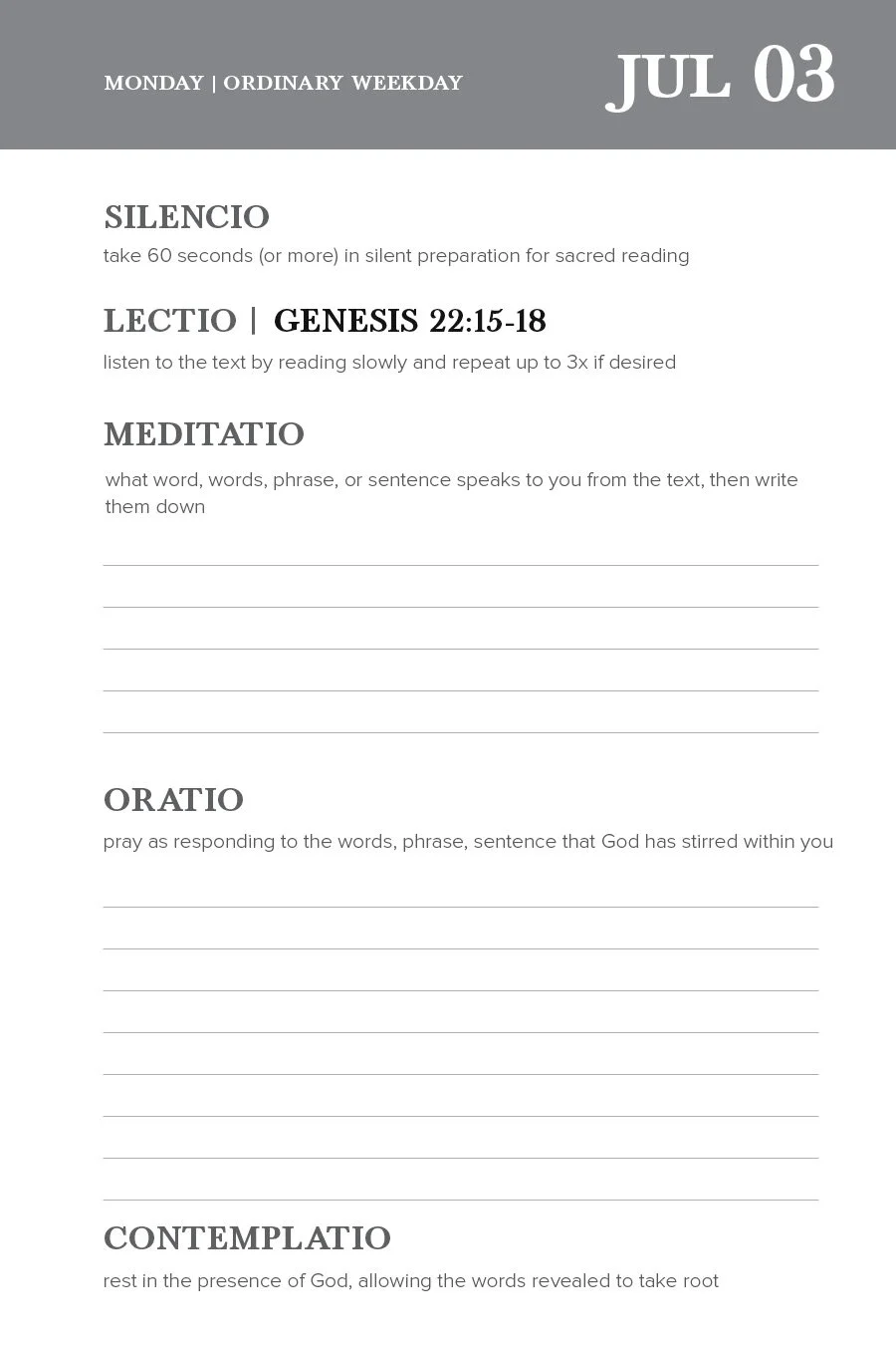 sample pages — lectio divina journal