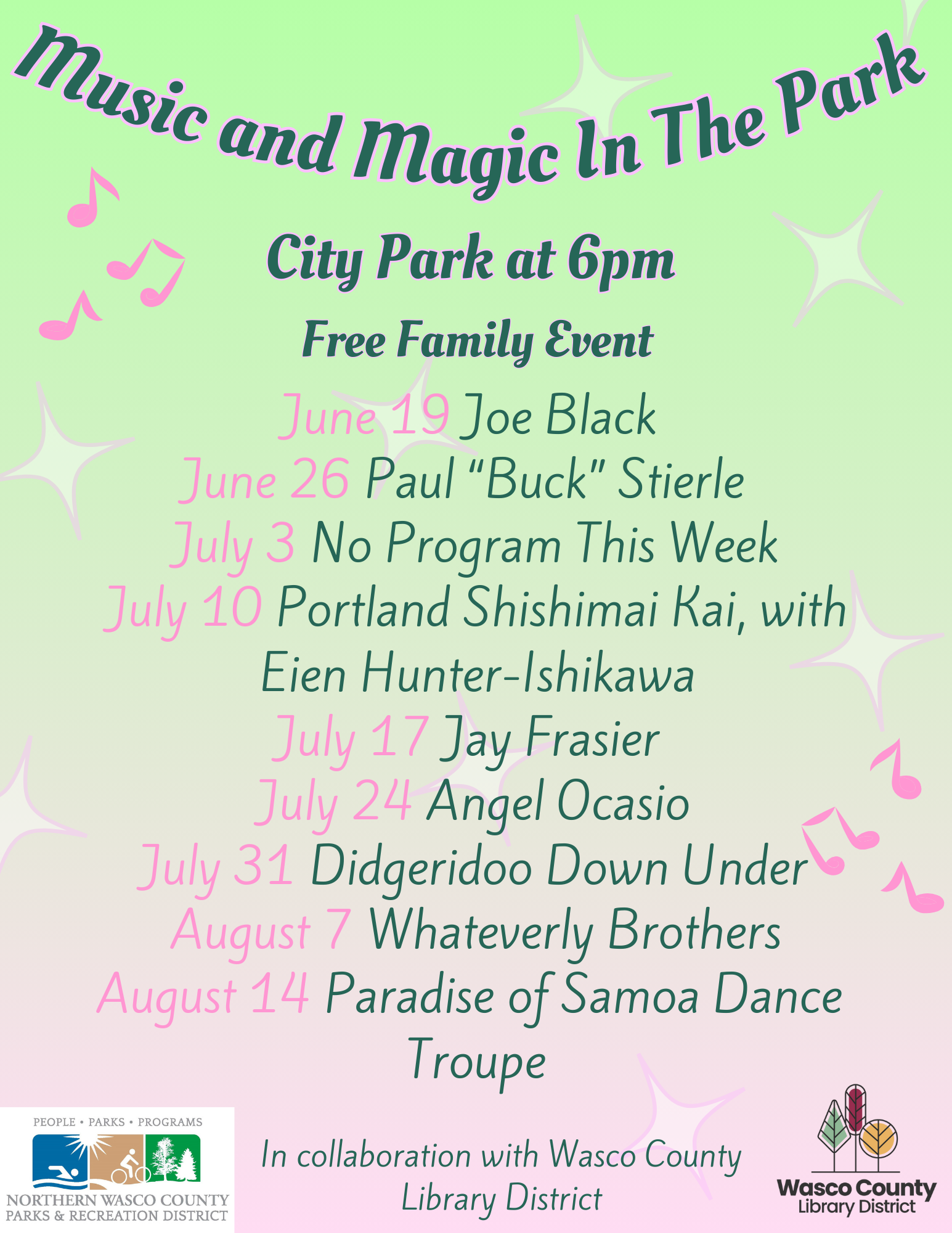 Upcoming Programs & Events — Northern Wasco County Parks & Recreation