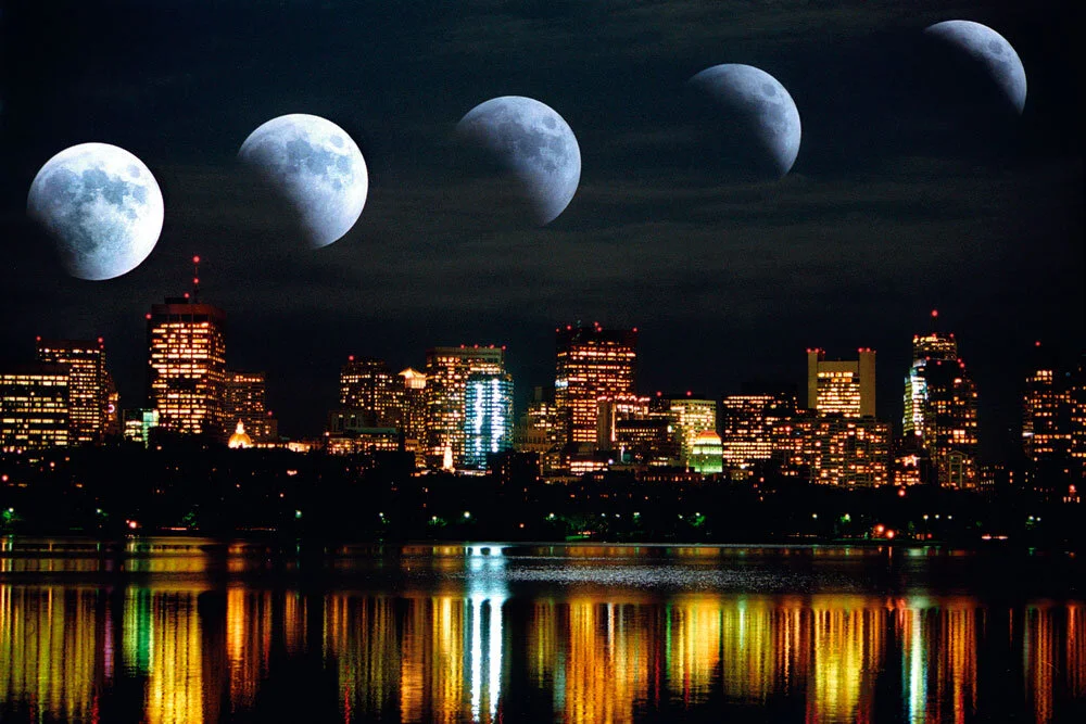 Lunar Eclipse Boston Skyline — Dorian Color | Hunt's Photo & Video