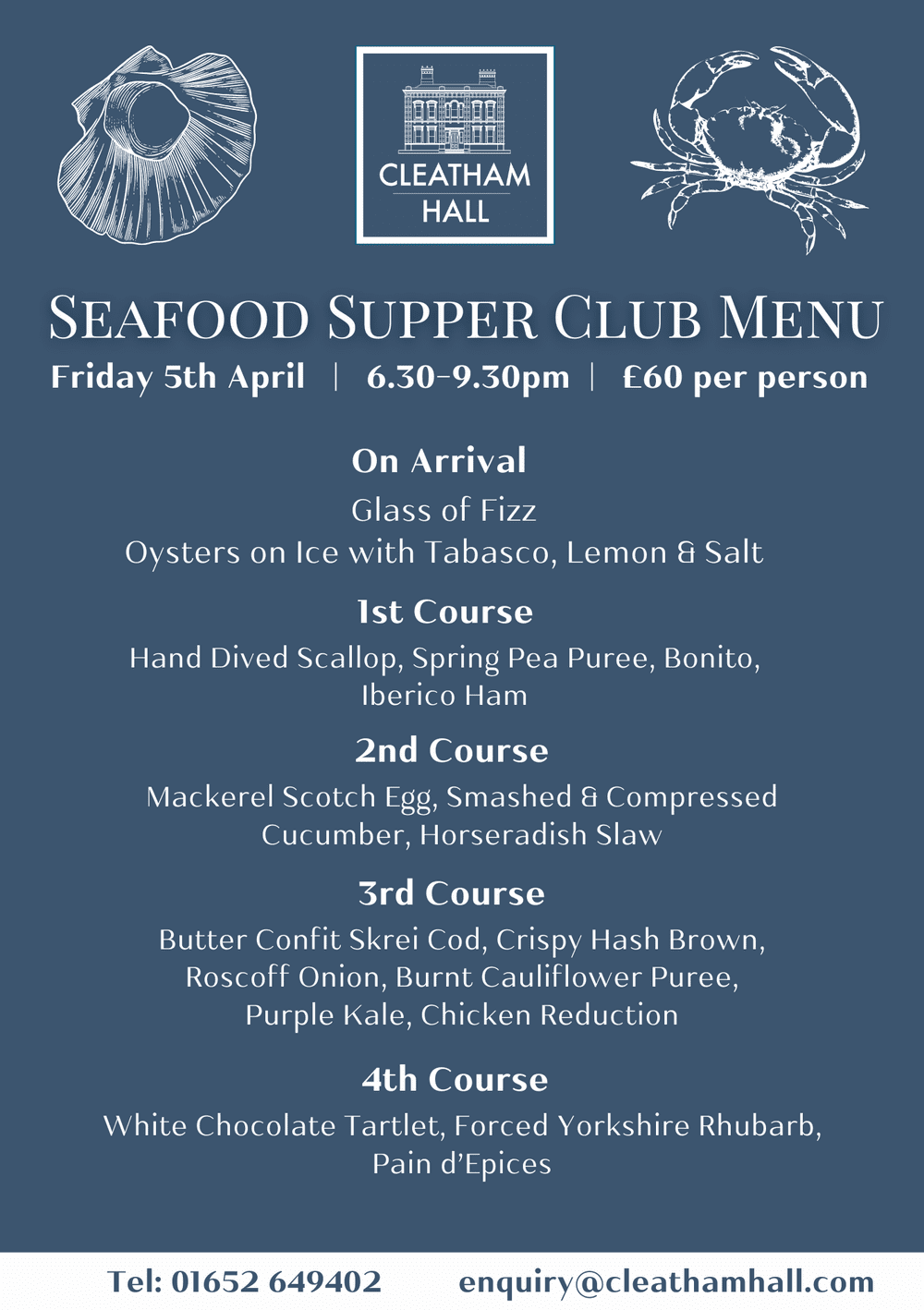 Cleatham Hall's Seafood Supper Club — Cleatham Hall