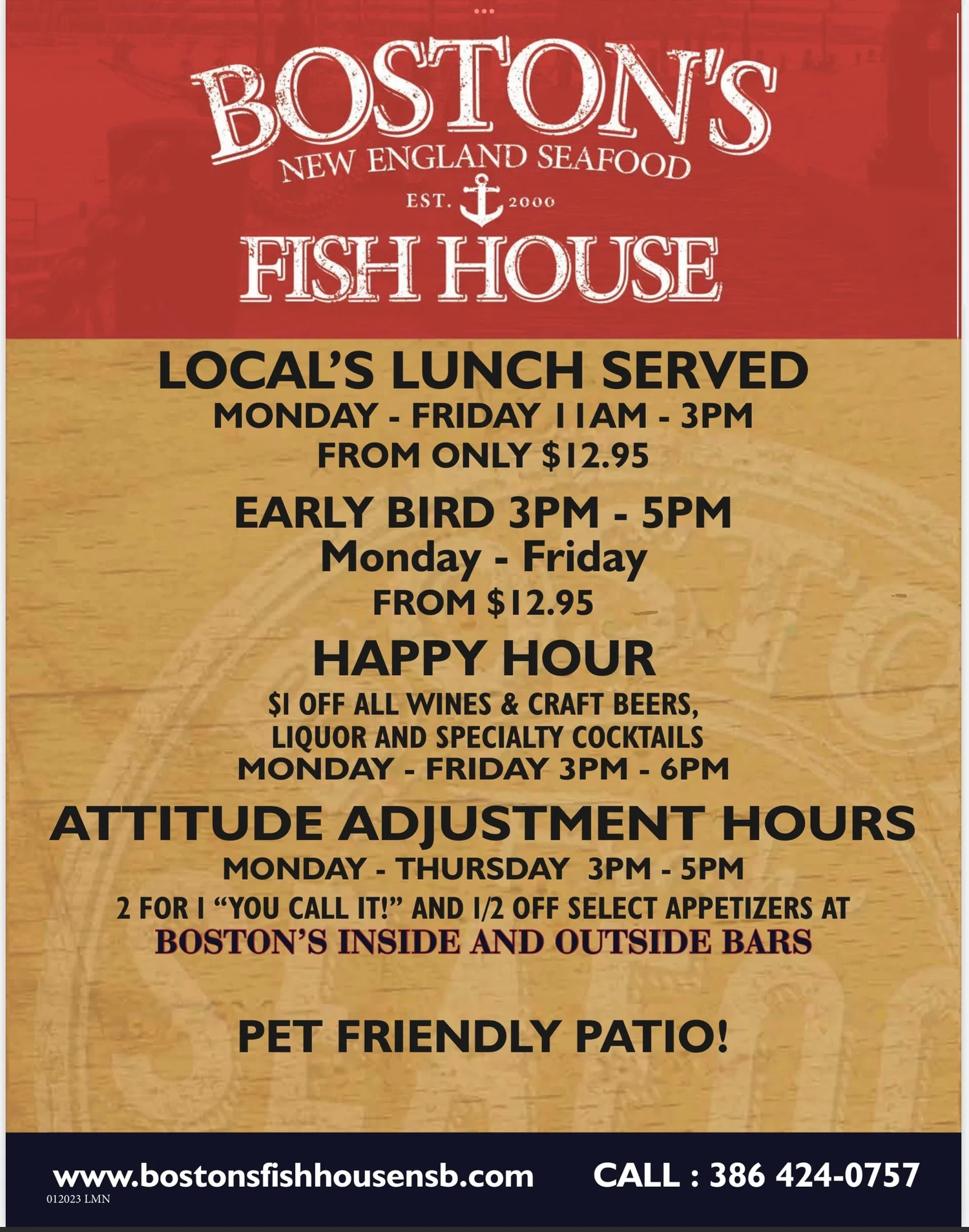 Menu — Boston's Fish House