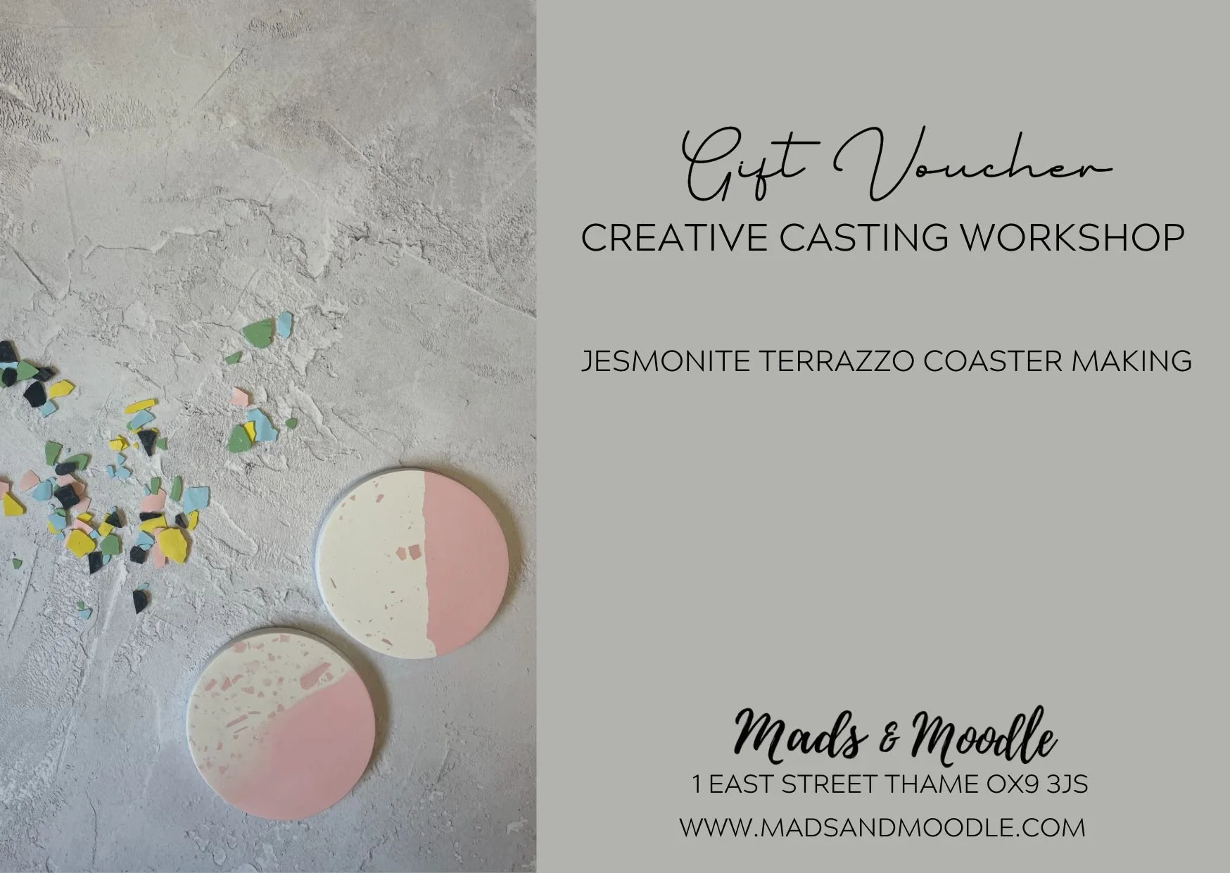 Gift Card for Coaster making Workshop — Mads & Moodle