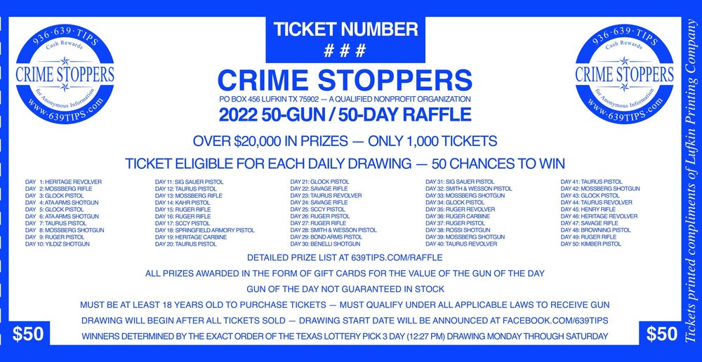 Crime Stoppers 50 Guns in 50 Days Raffle — Crime Stoppers
