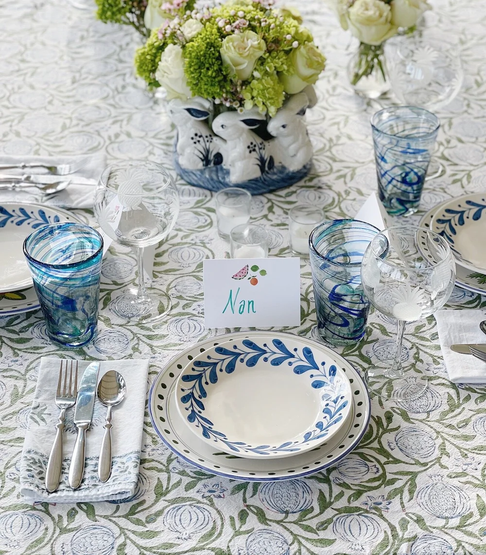 Blue & Green Easter Tablescape — Simply Elegant