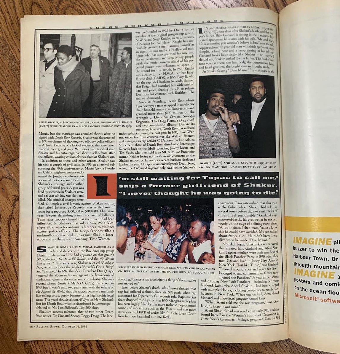 Vintage Rolling Stone Tupac October 31 1996 Issue 746 — Rootsbk