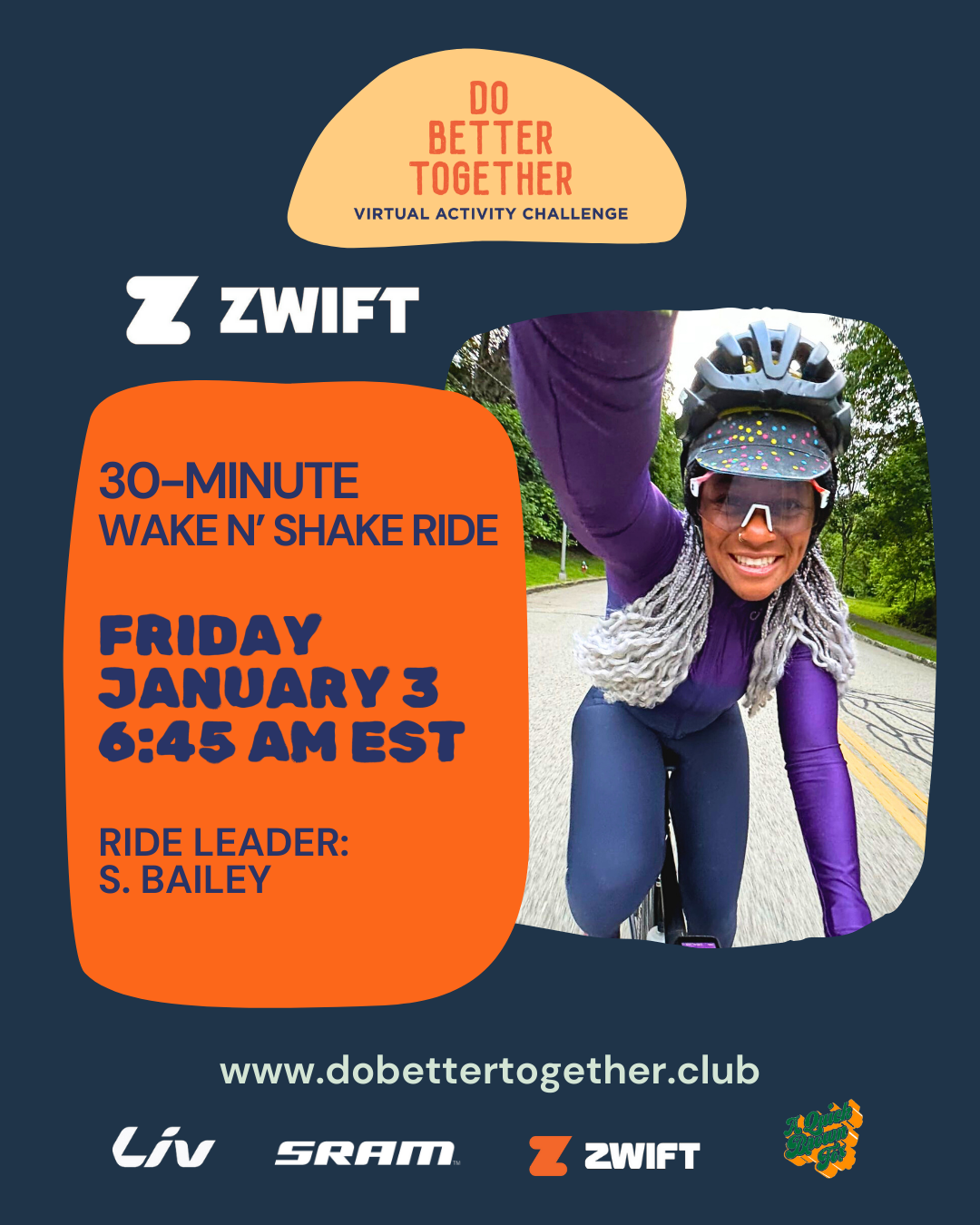 Zwift 30-minute Wake n' Shake Ride w/ S. Bailey — A Quick Brown Fox