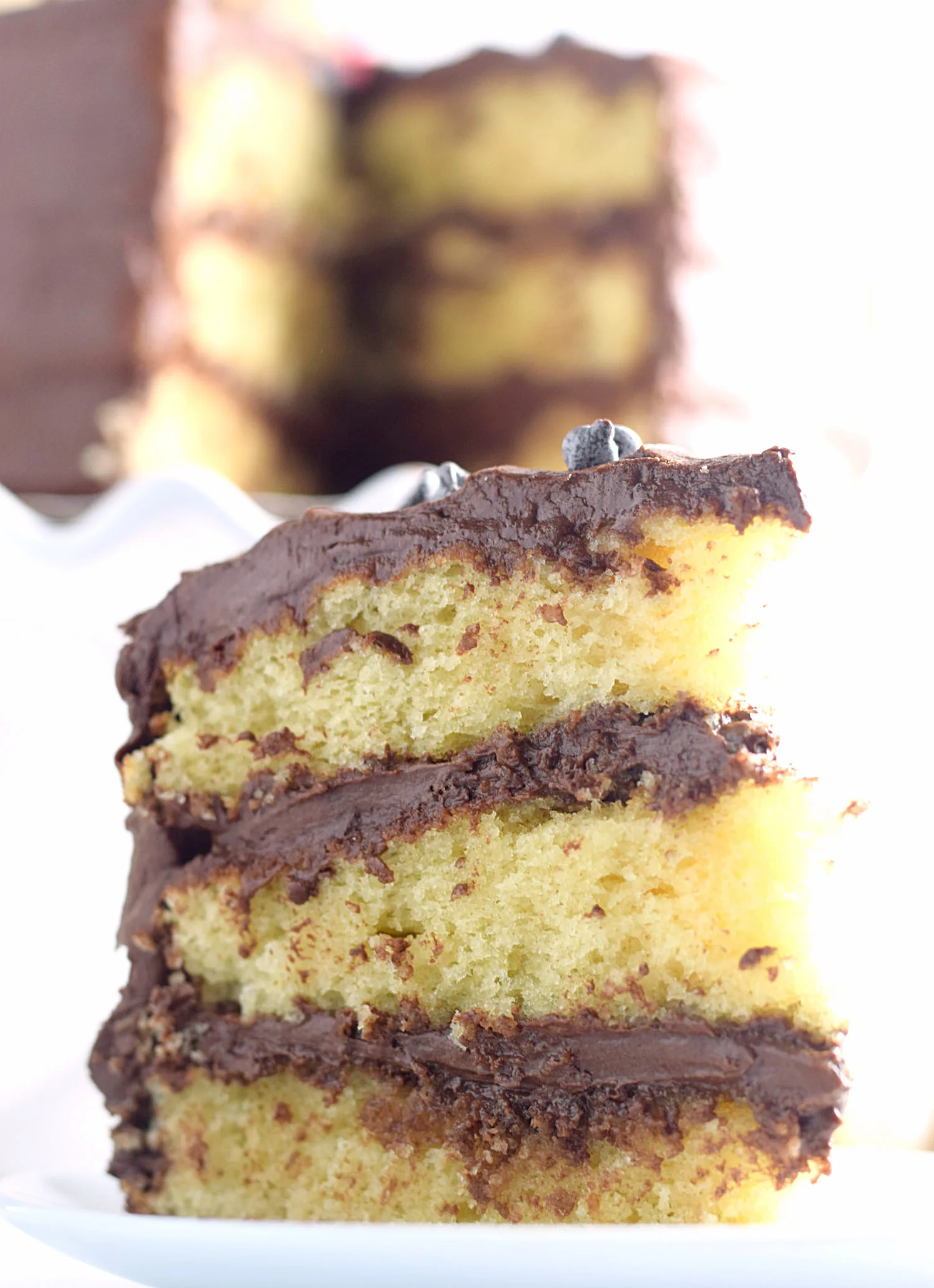 Yellow Layer Cake with Chocolate Buttercream Frosting {Blog 1st ...