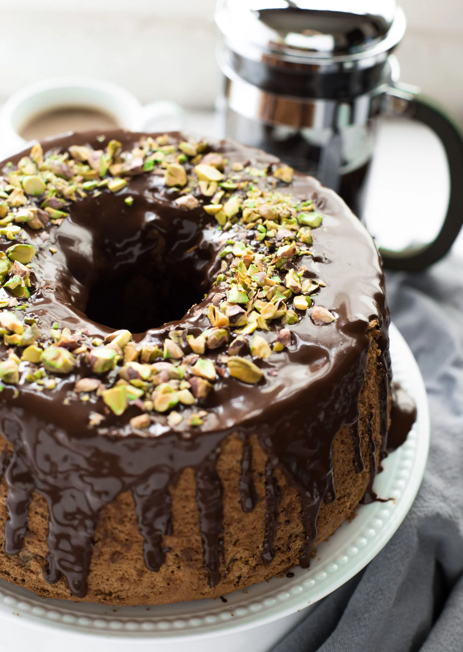 Chocolate Chiffon Cake with Ganache Glaze | Truffles and Trends