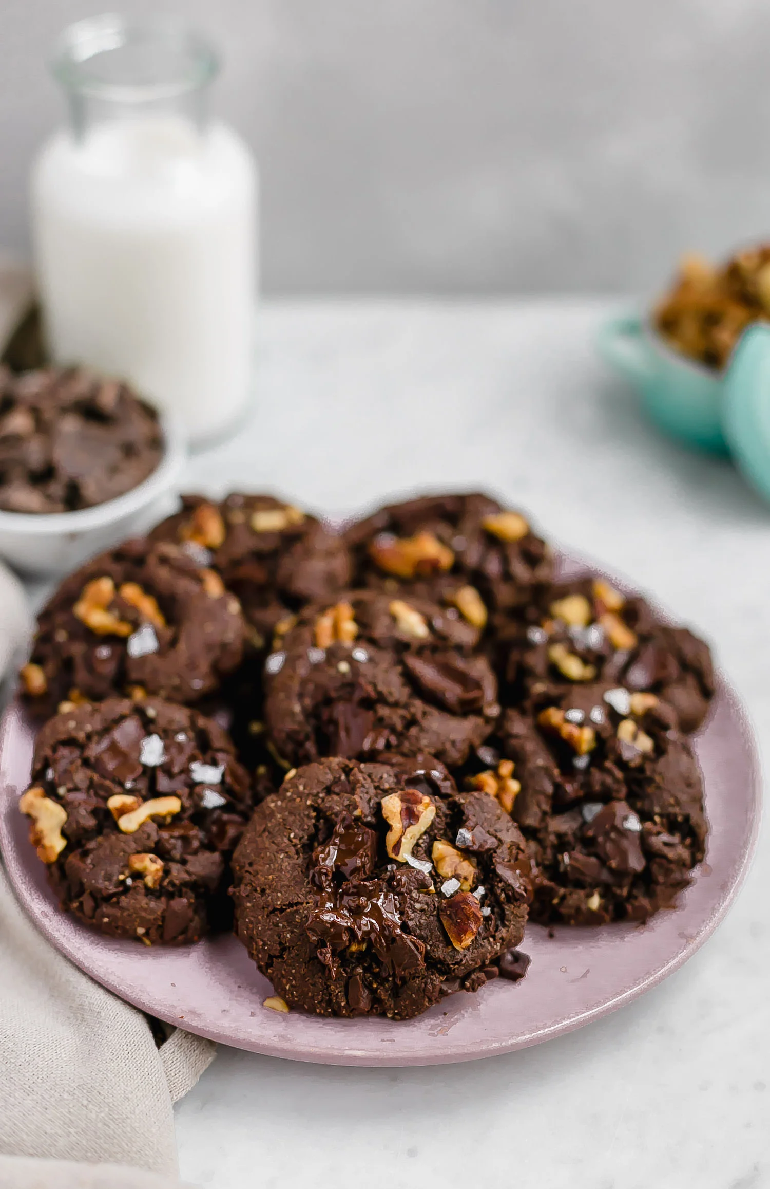 Gluten-Free Double Chocolate Walnut Cookies | Truffles and Trends