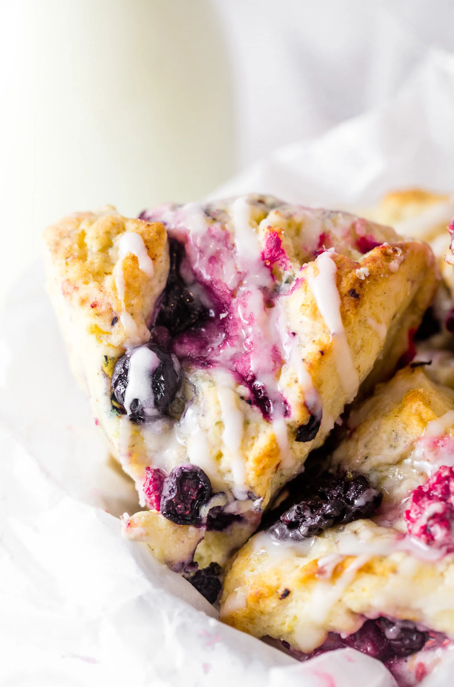Glazed Mixed Berry Scones | Truffles and Trends