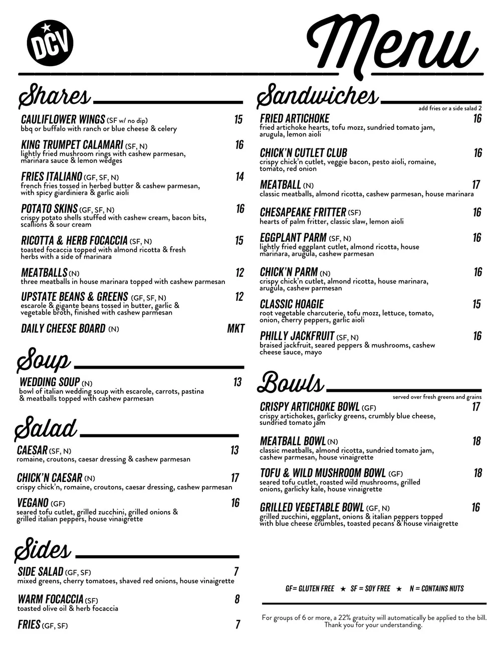 DC VEGAN — Menu