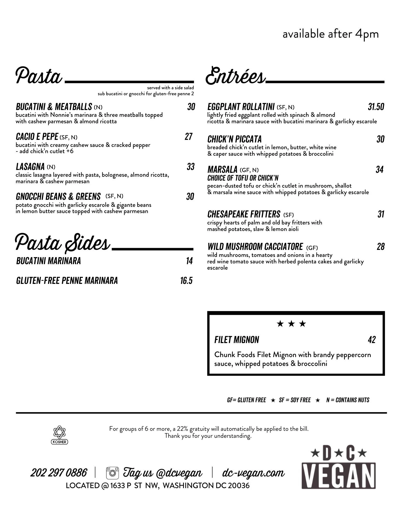 DC VEGAN — Menu