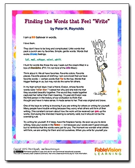Writing Tips from Peter H. Reynolds: "Finding the Words That Feel Write ...