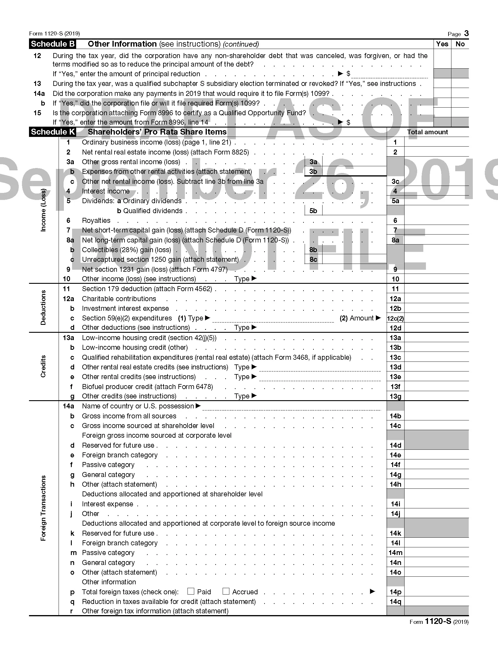 Drafts of 2019 Forms 1065 and 1120S, As Well As K-1s, Issued by IRS ...