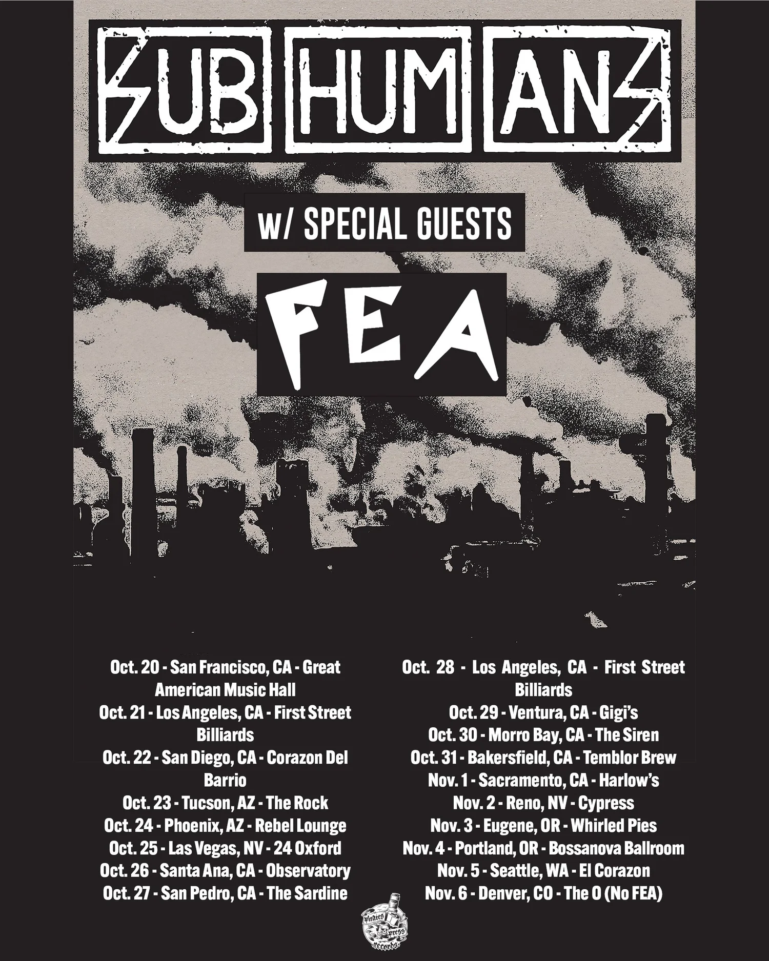 Subhumans + FEA tour the west coast — DO IT BOOKING