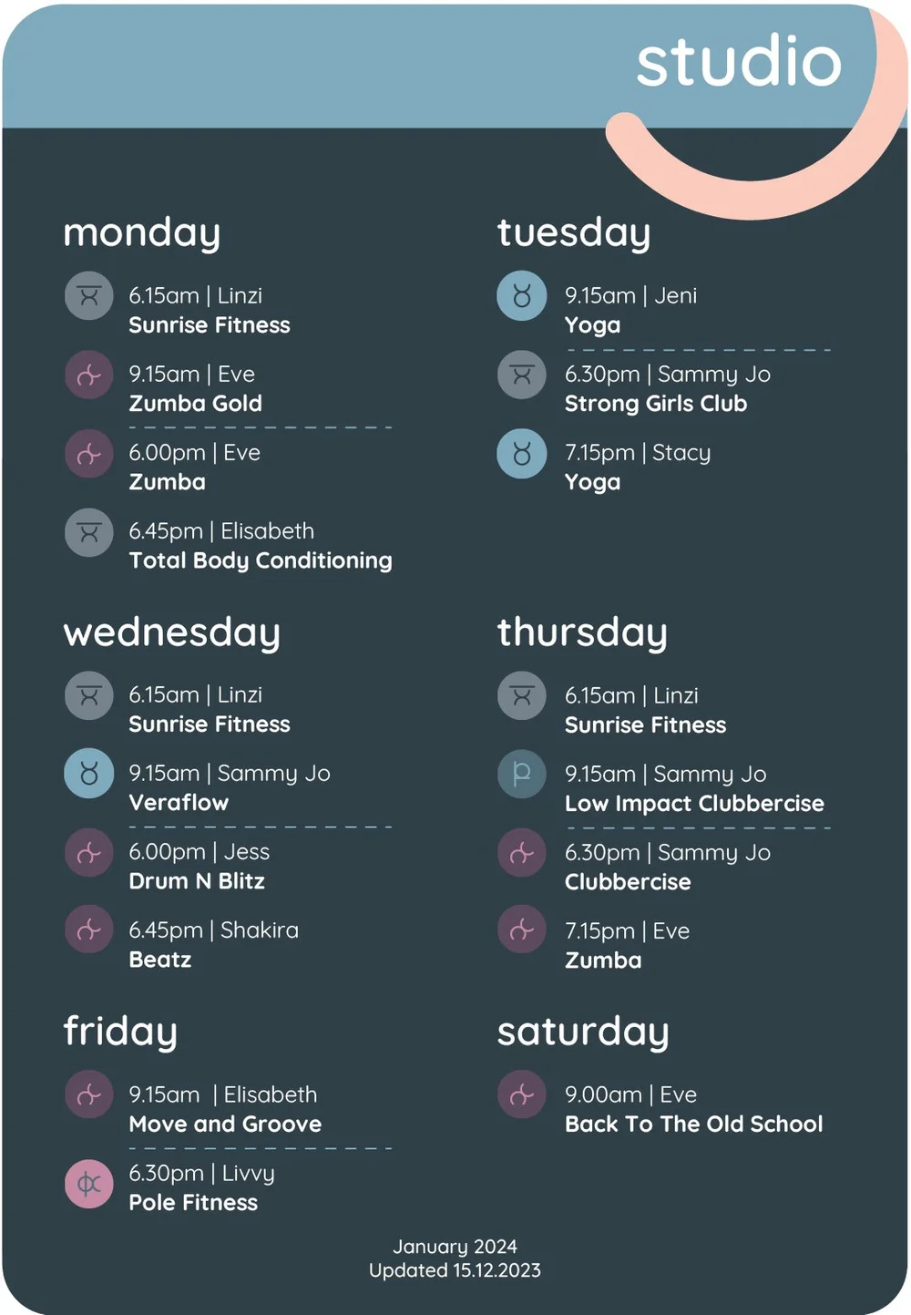 timetable — Embrace Dance Fitness