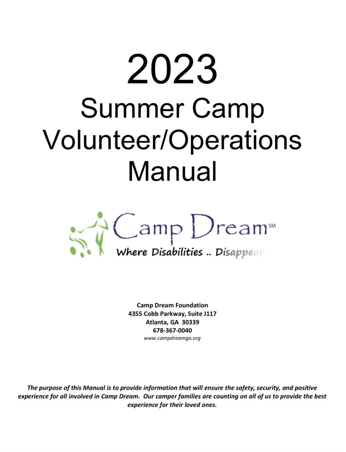 Summer Camp Manual — Camp Dream
