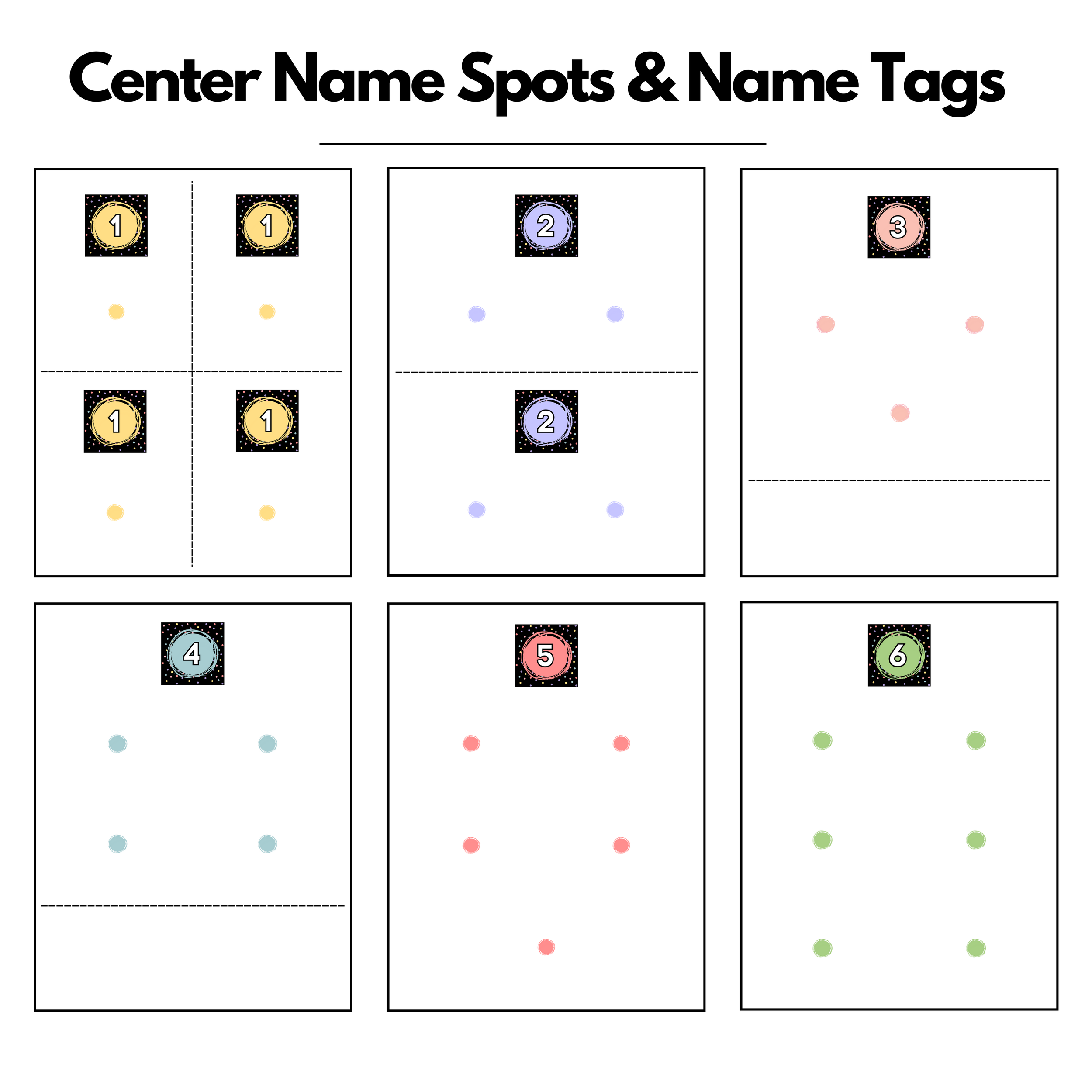 Center Name Spots & Name Tags-Polka Dot — Preschool Vibes