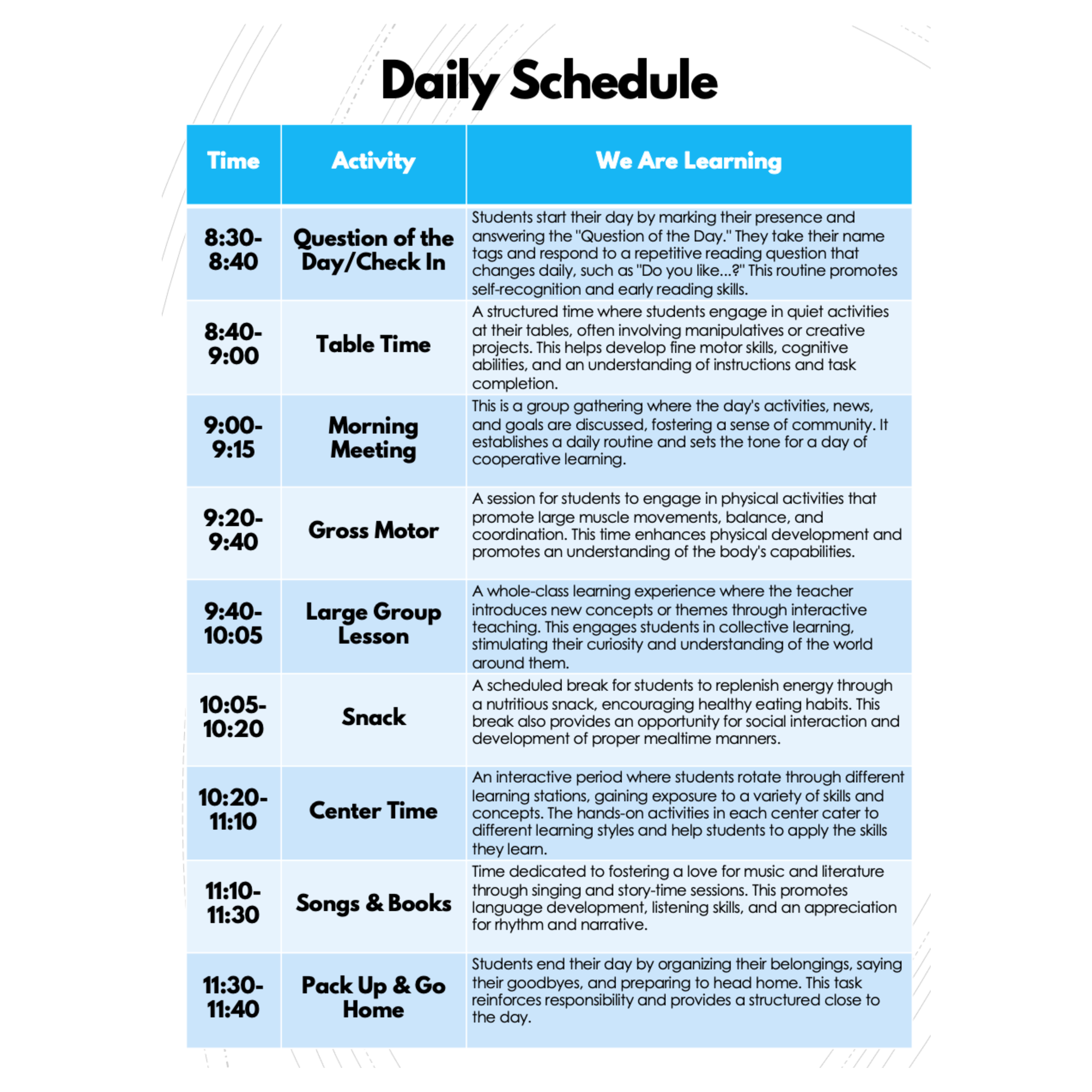 Editable Preschool Daily Schedule — Preschool Vibes