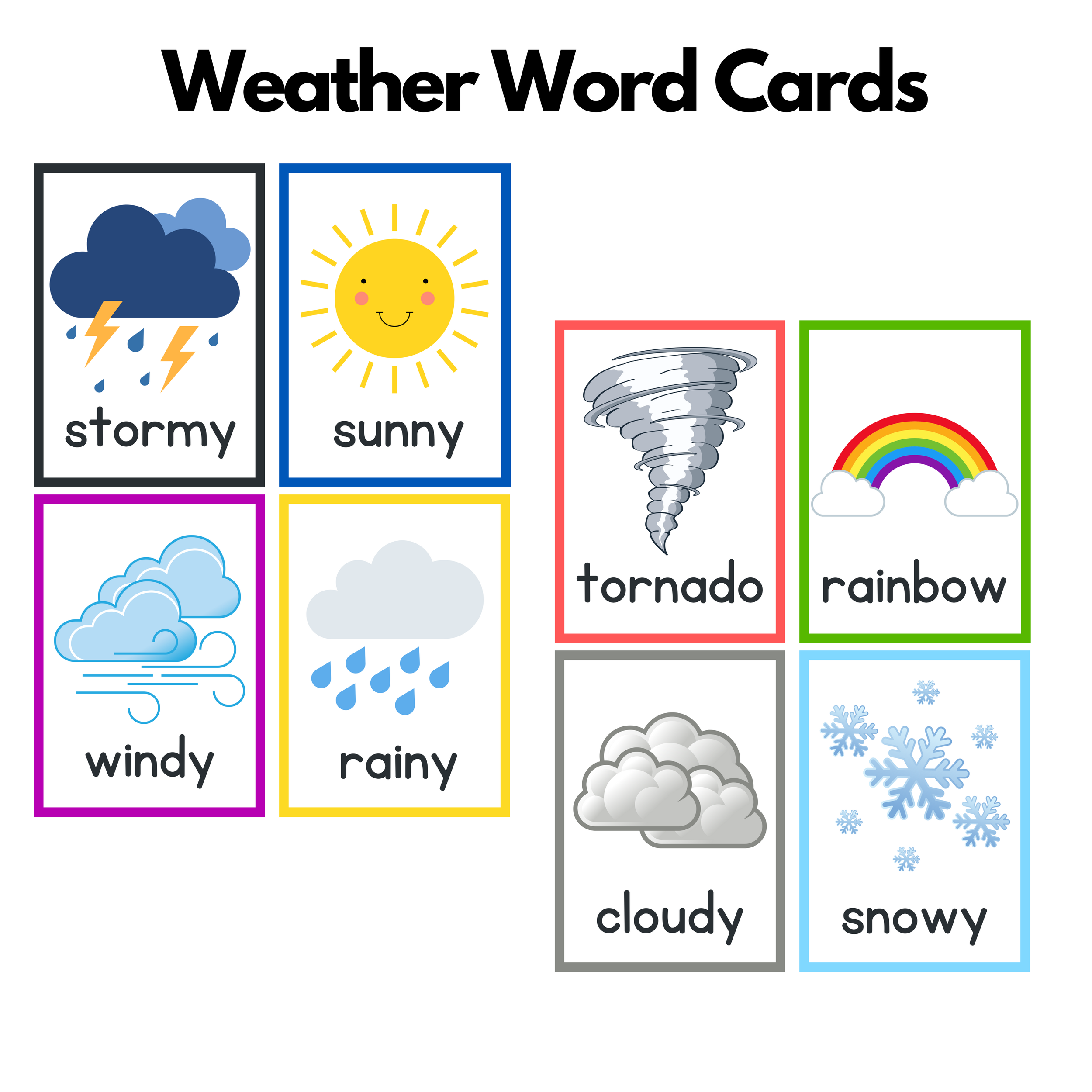 Weather Word Cards — Preschool Vibes