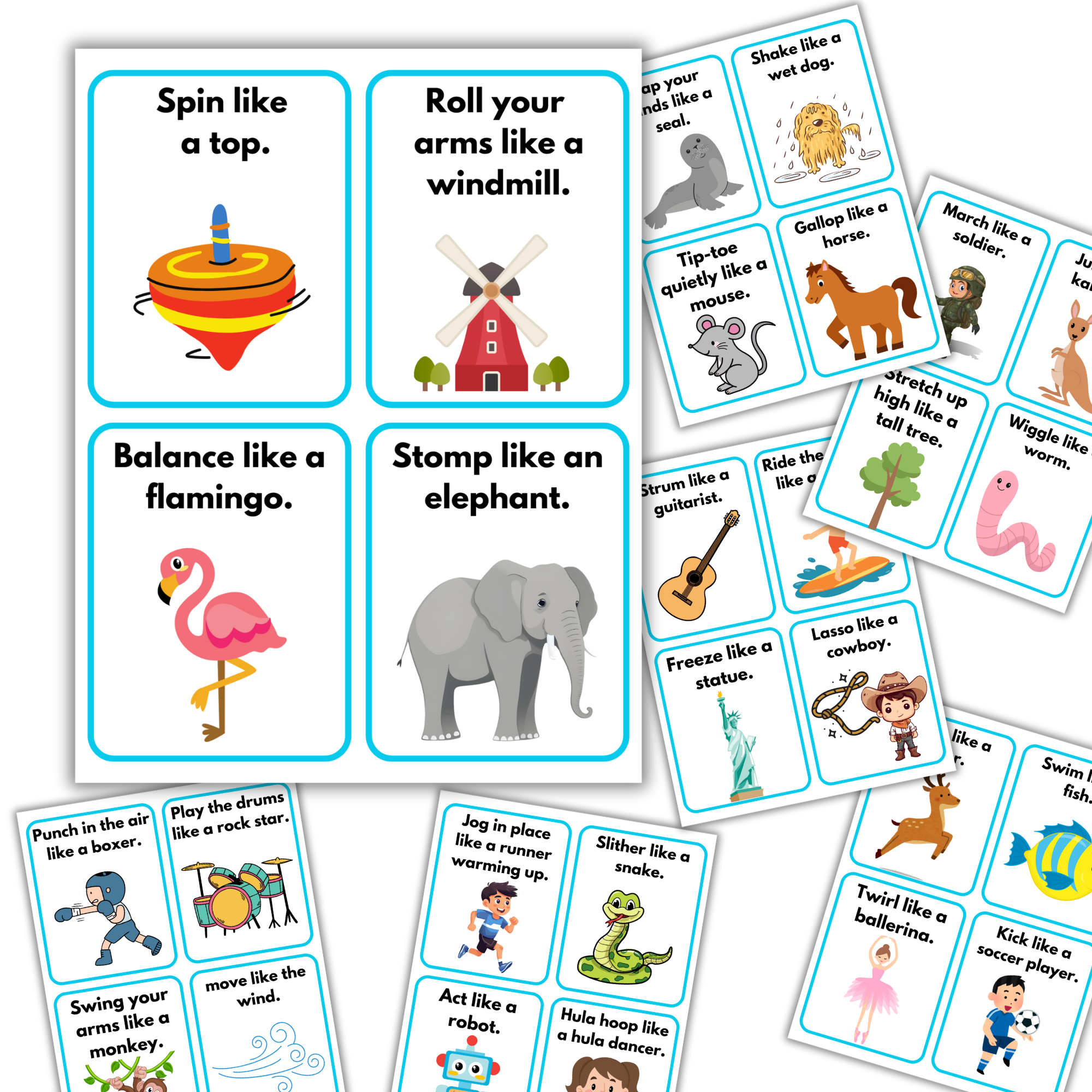 Move Like a...! Brain Break Movement Cards — Preschool Vibes
