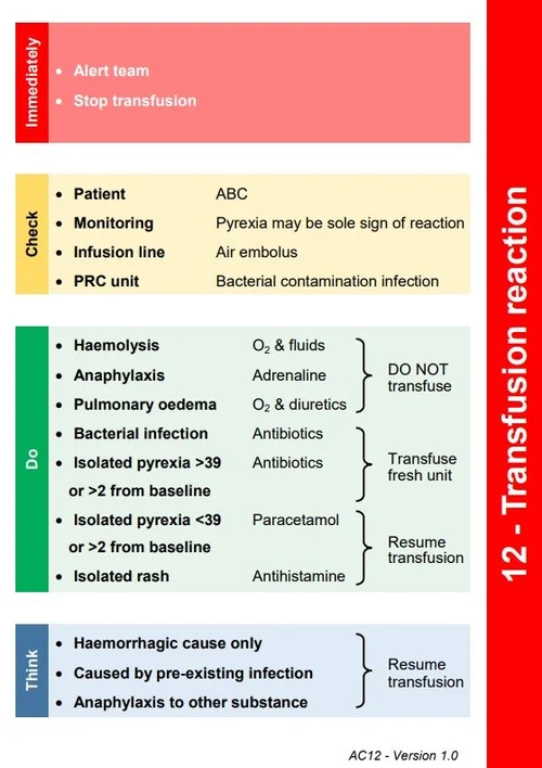 Transfusion Reaction — Emergency Medical Retrieval Service