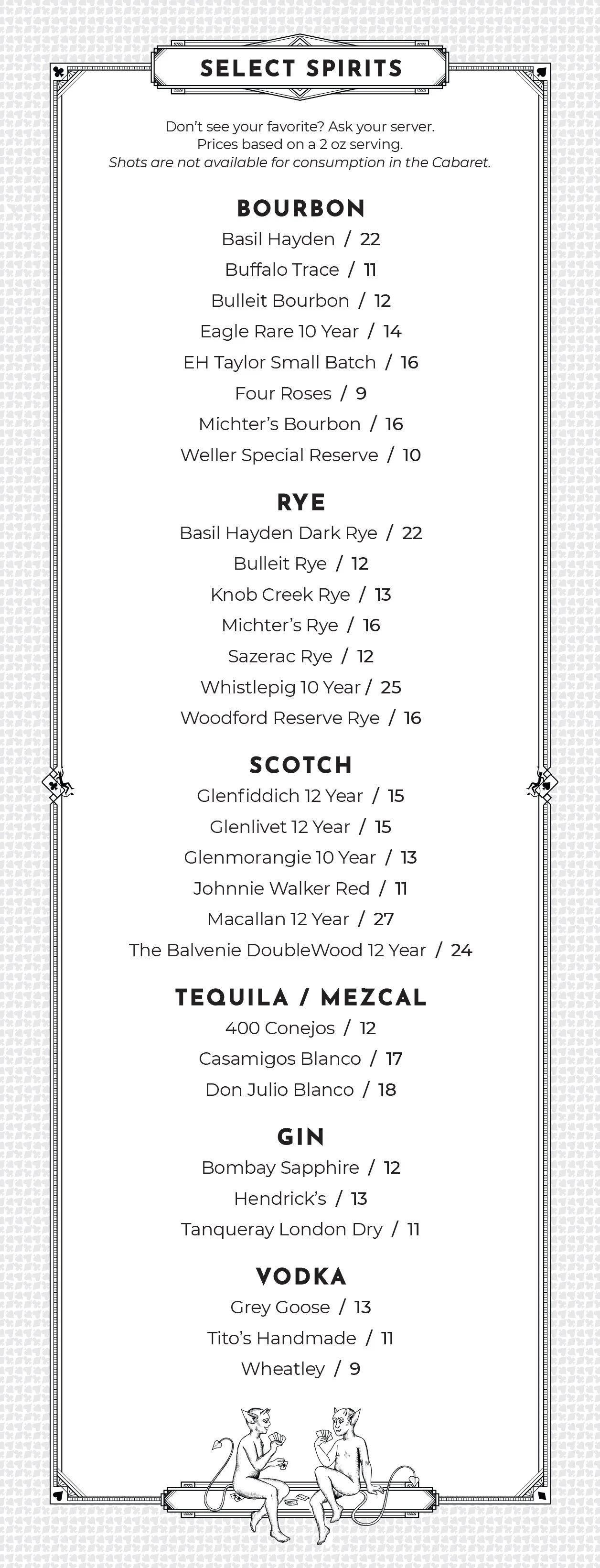 Food & Drink Menu | Speakeasy | Chicago Magic Lounge | Magic Show
