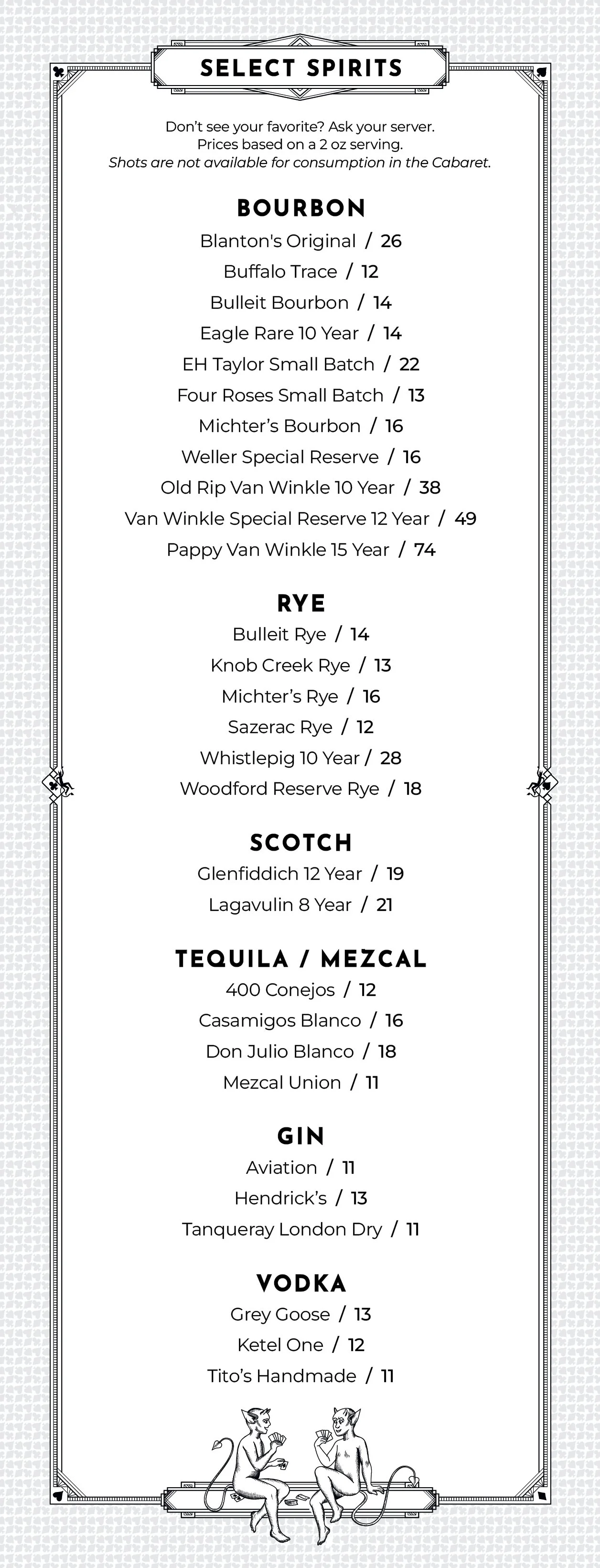 Food & Drink Menu | Speakeasy | Chicago Magic Lounge | Magic Show