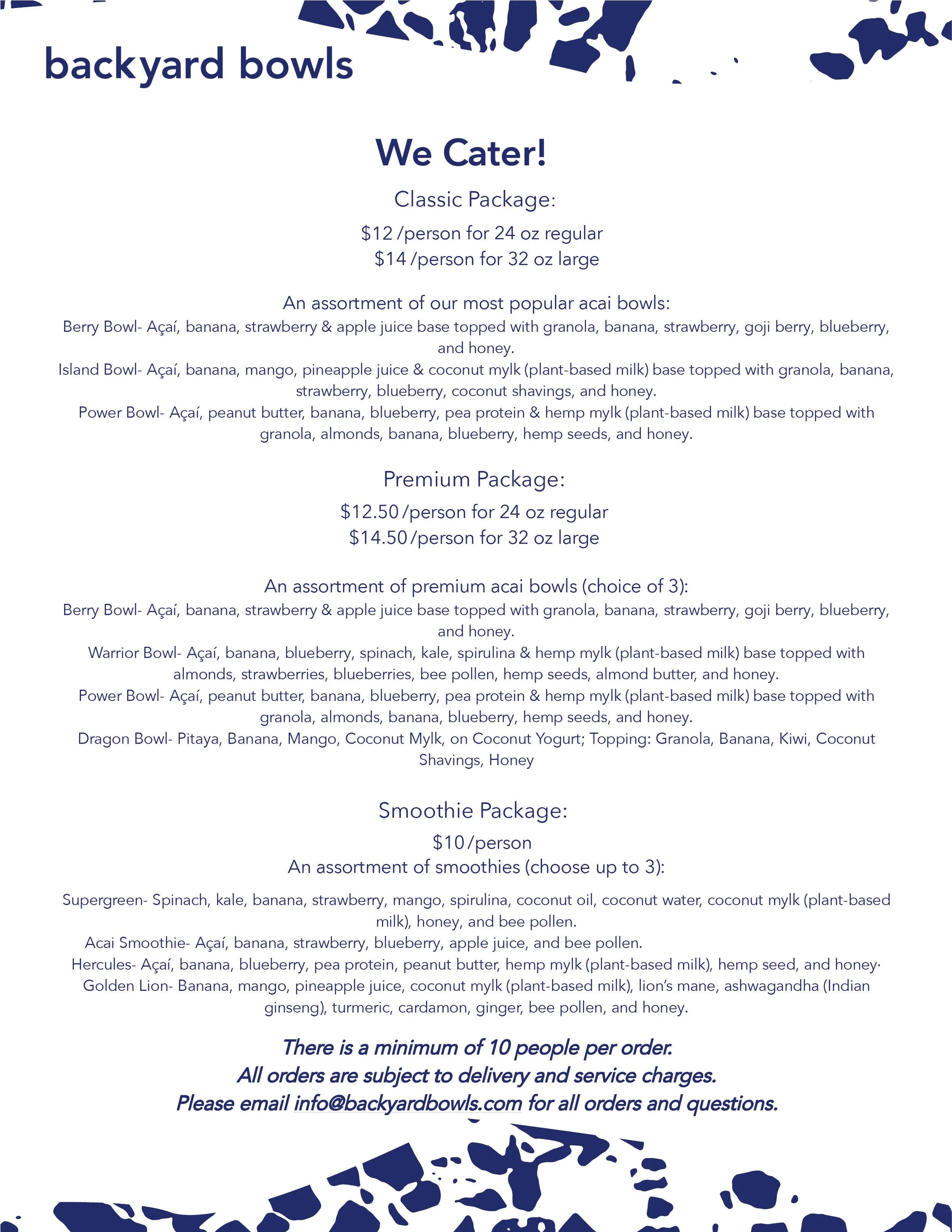 Get Catered! — Backyard Bowls