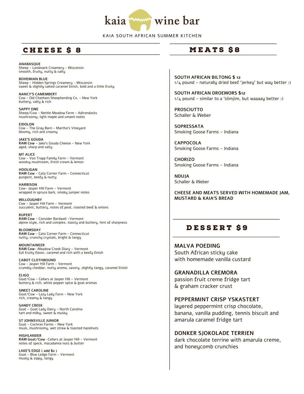 Kaia | South African Wine Bar & Restuarant
