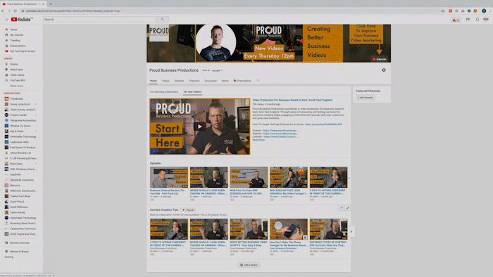 Proud Business Productions - How To Customise Your YouTube Channel Layout