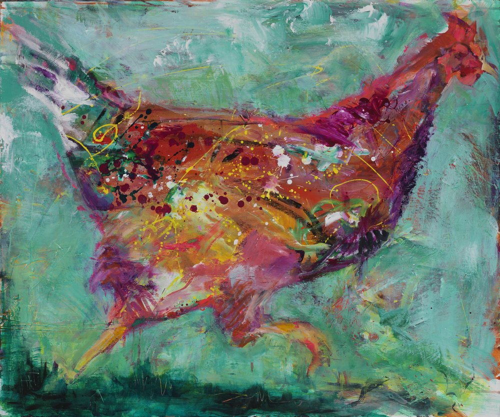 Abstract Chicken Painting — Marlene Lewis