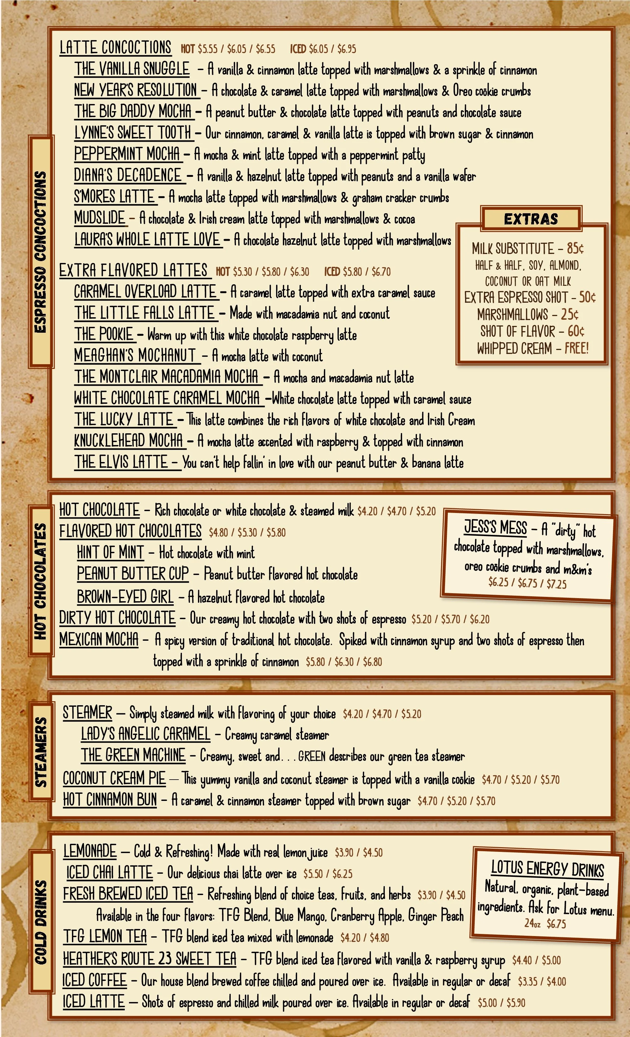 Cafe Menu — The Fine Grind