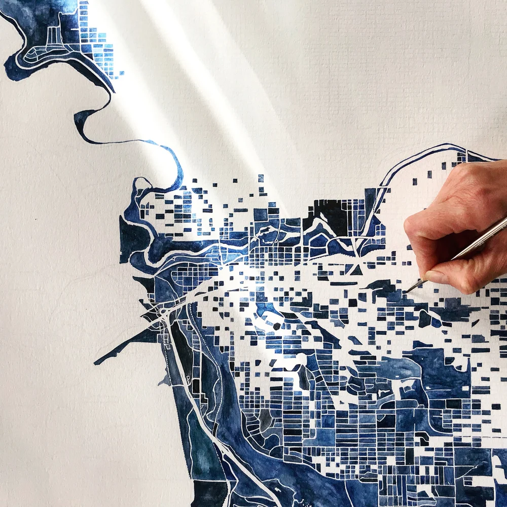 Watercolor City Map