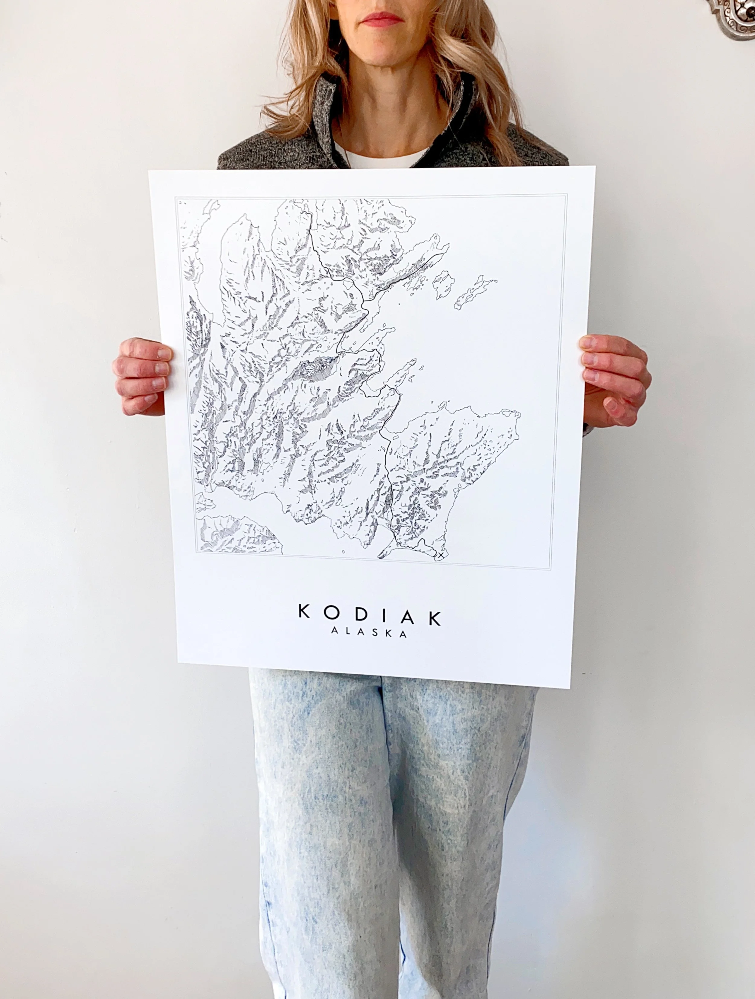 KODIAK Alaska Topographical Map Drawing: PRINT — Turn-of-the-Centuries