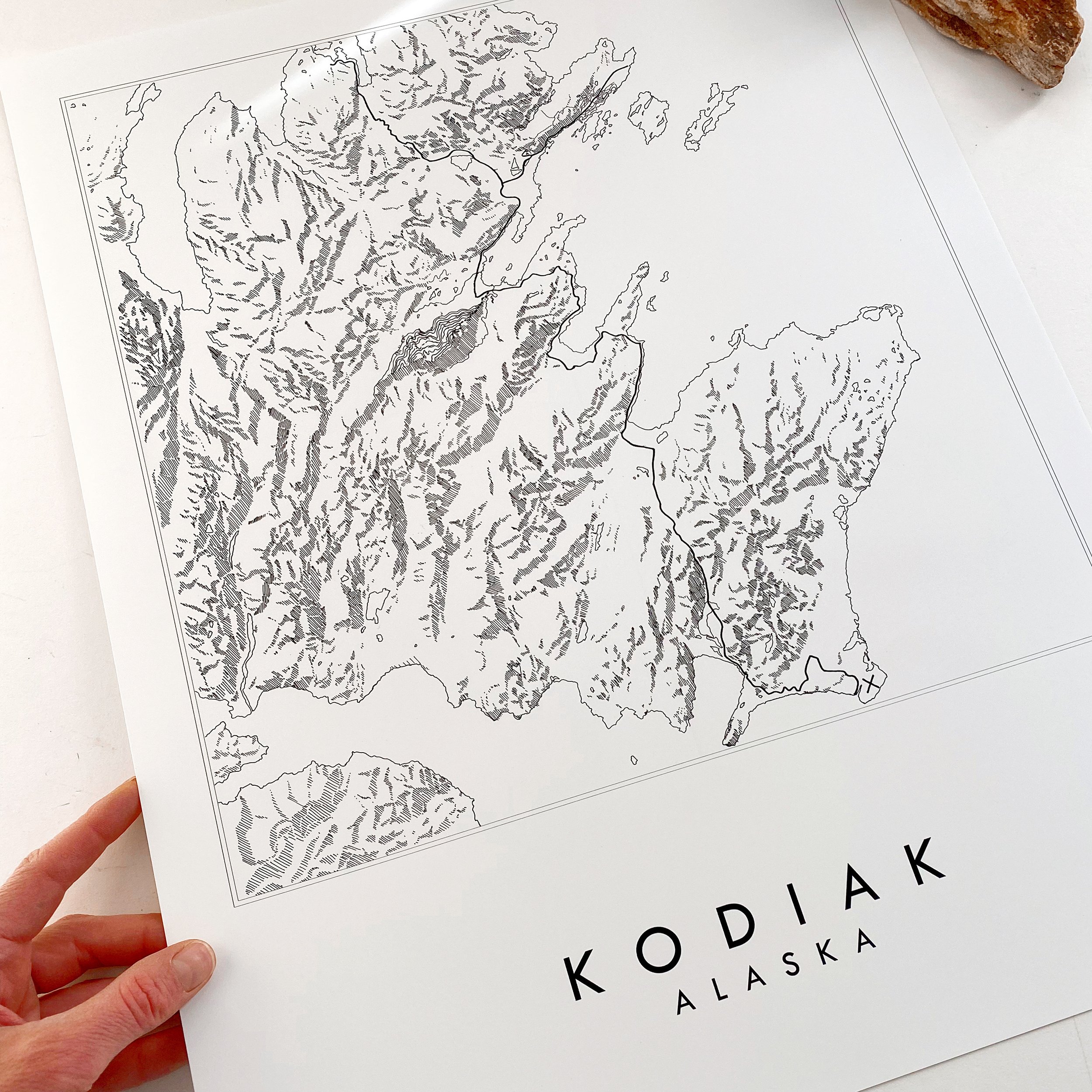 KODIAK Alaska Topographical Map Drawing: PRINT — Turn-of-the-Centuries