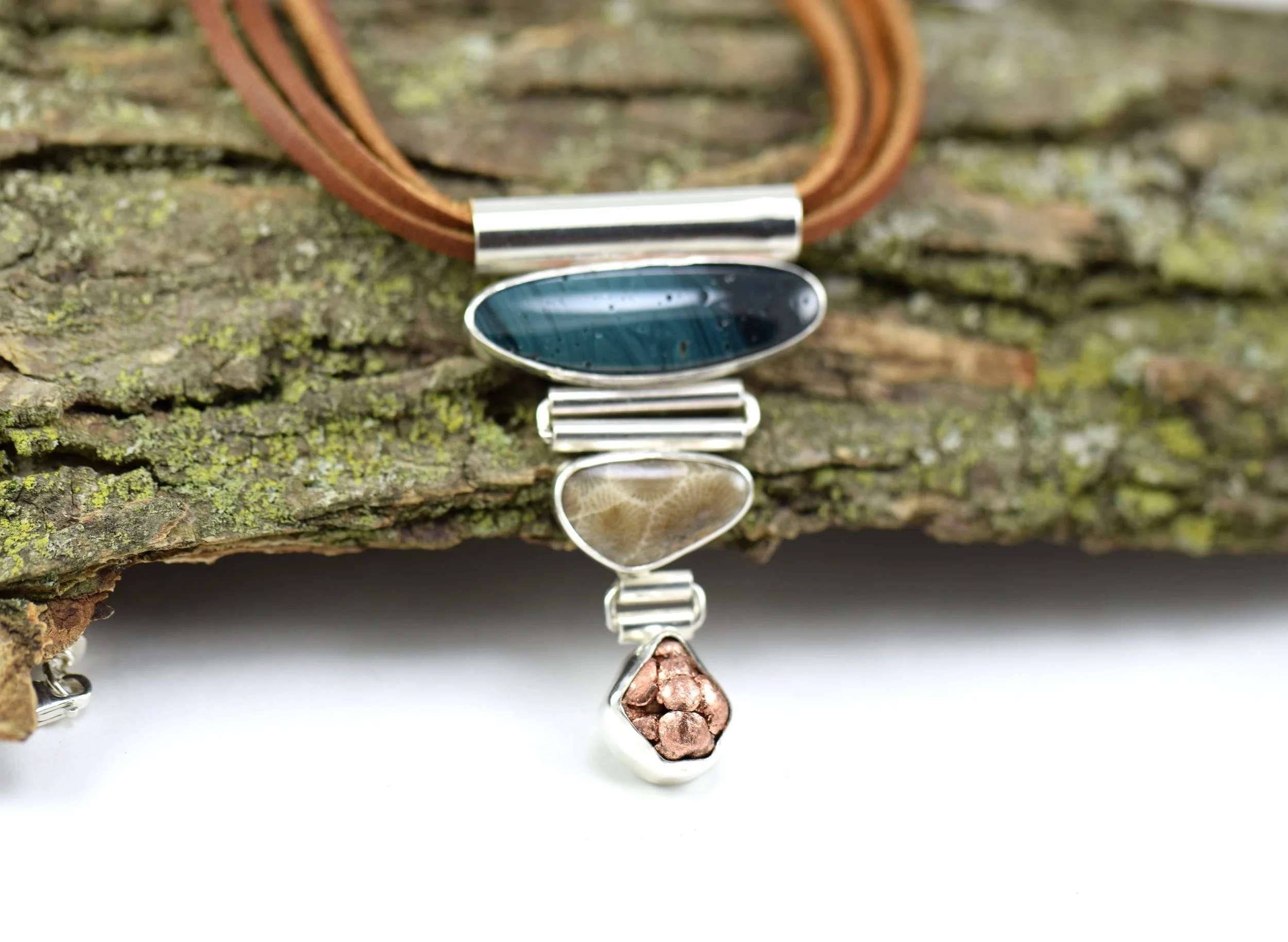 Triple Beach Stone Pendant A — Lithic Design
