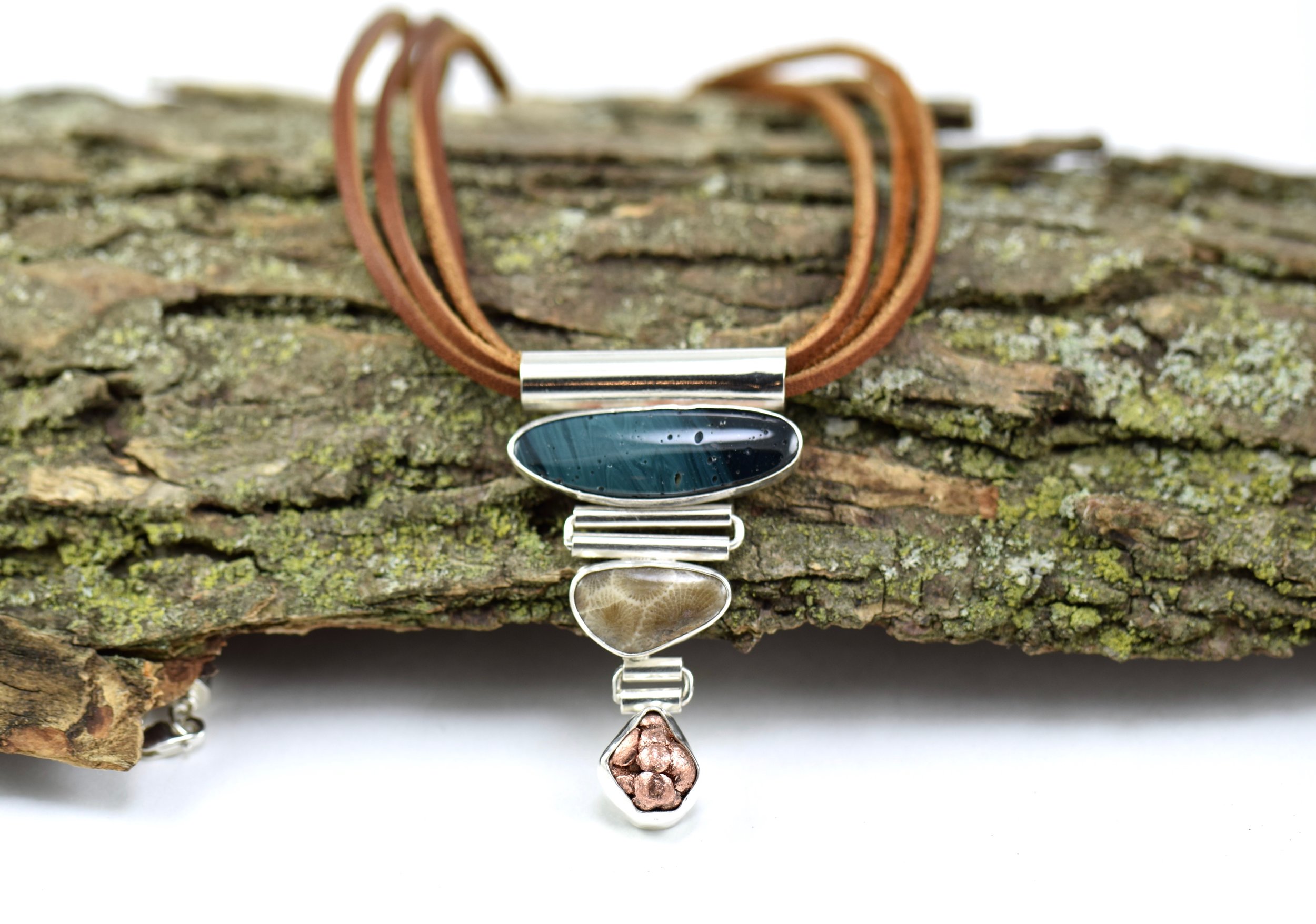 Triple Beach Stone Pendant A — Lithic Design