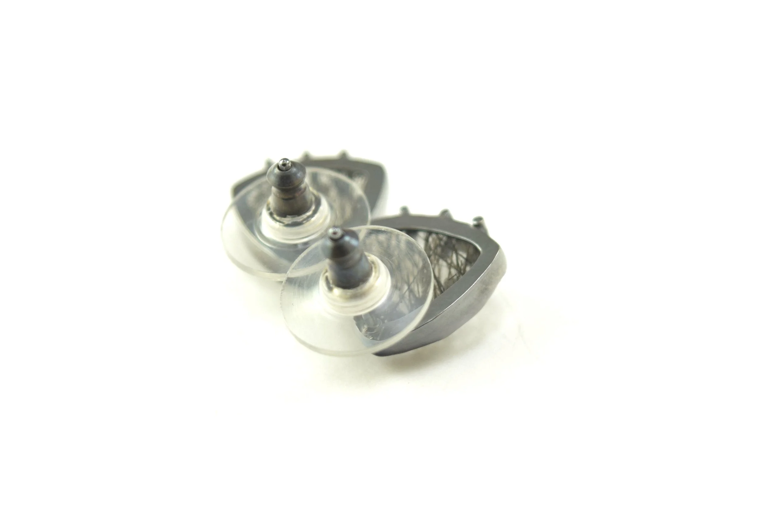 Tourmalinated Quartz Studs — Lithic Design