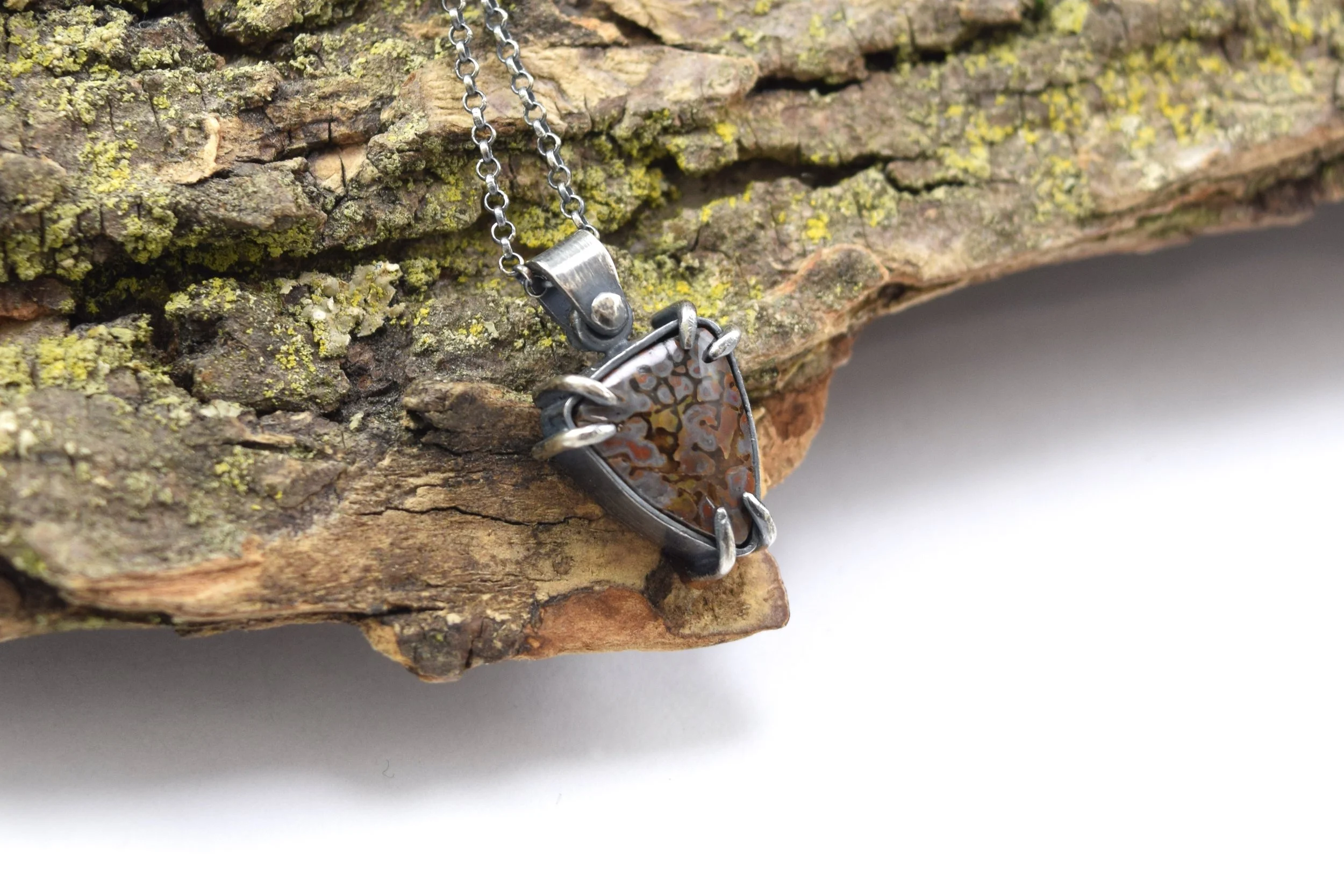 Fossilized Dinosaur Bone Necklace - Triangle — Lithic Design
