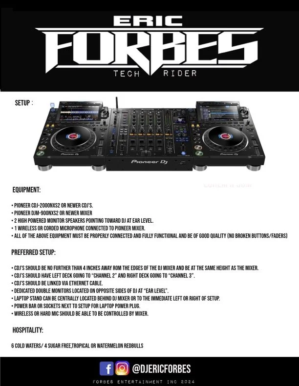 Tech Rider/Press Kit — F O R B E