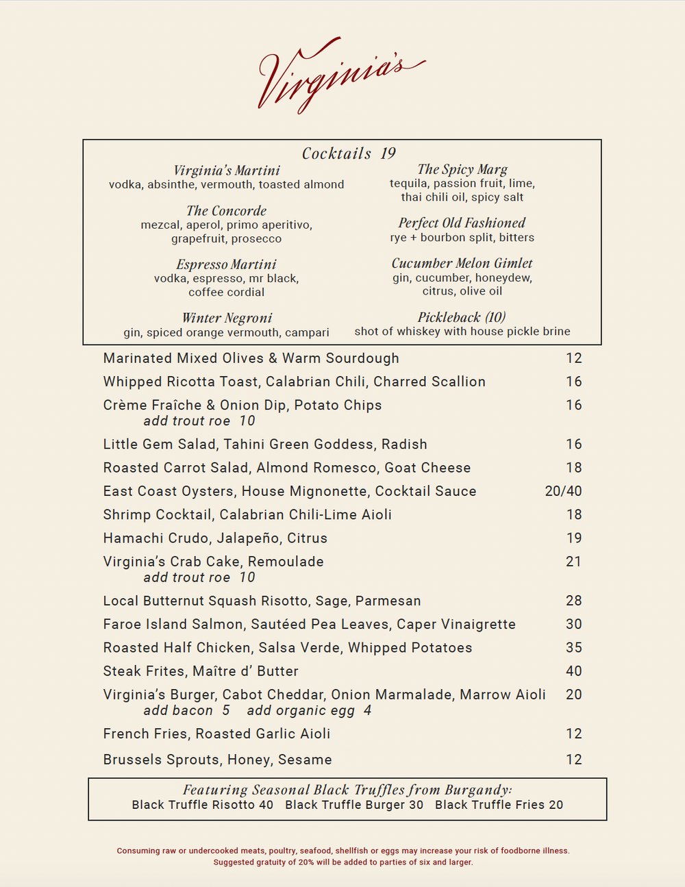 Dinner — Virginia's
