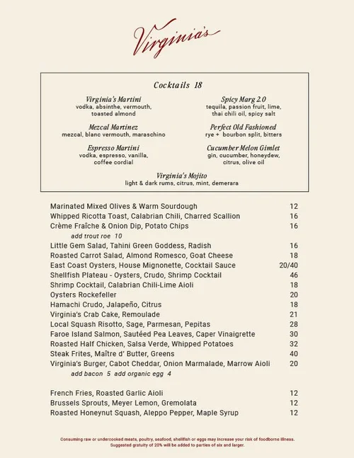Dinner — Virginia's