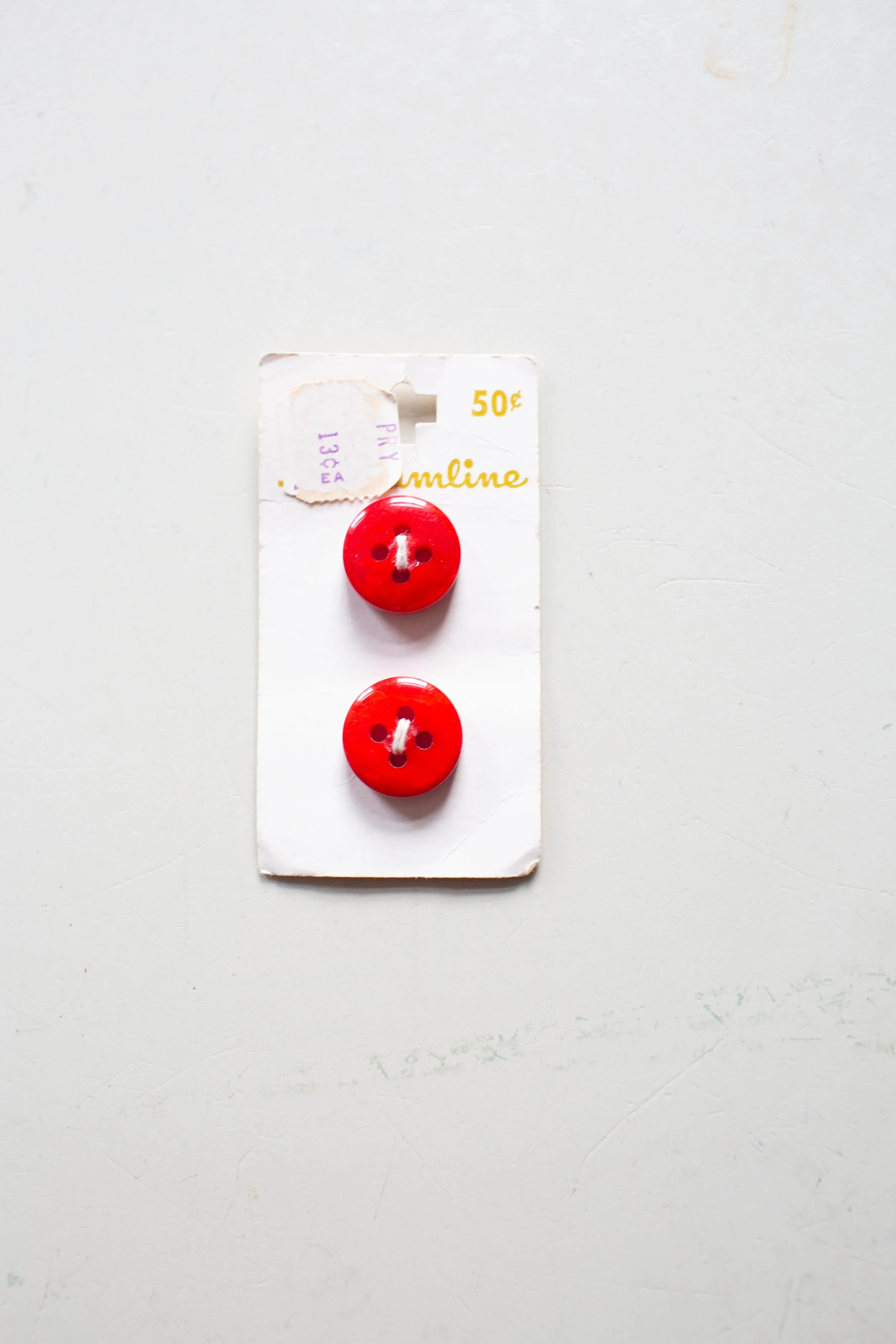 ONE Set of 2 Red Buttons — Little Lionhead Knits