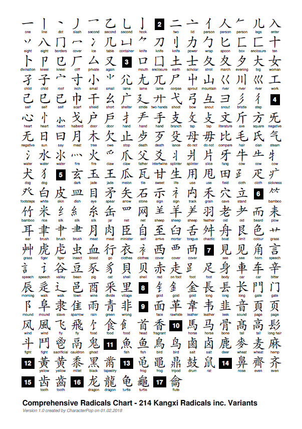 Essential Radicals Simplified Mandarin Poster