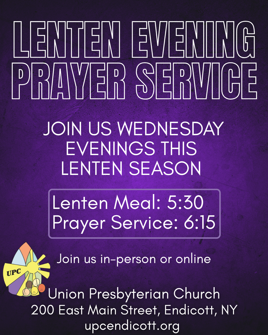 Lenten Evening Prayer Service — Union Presbyterian Church of Endicott