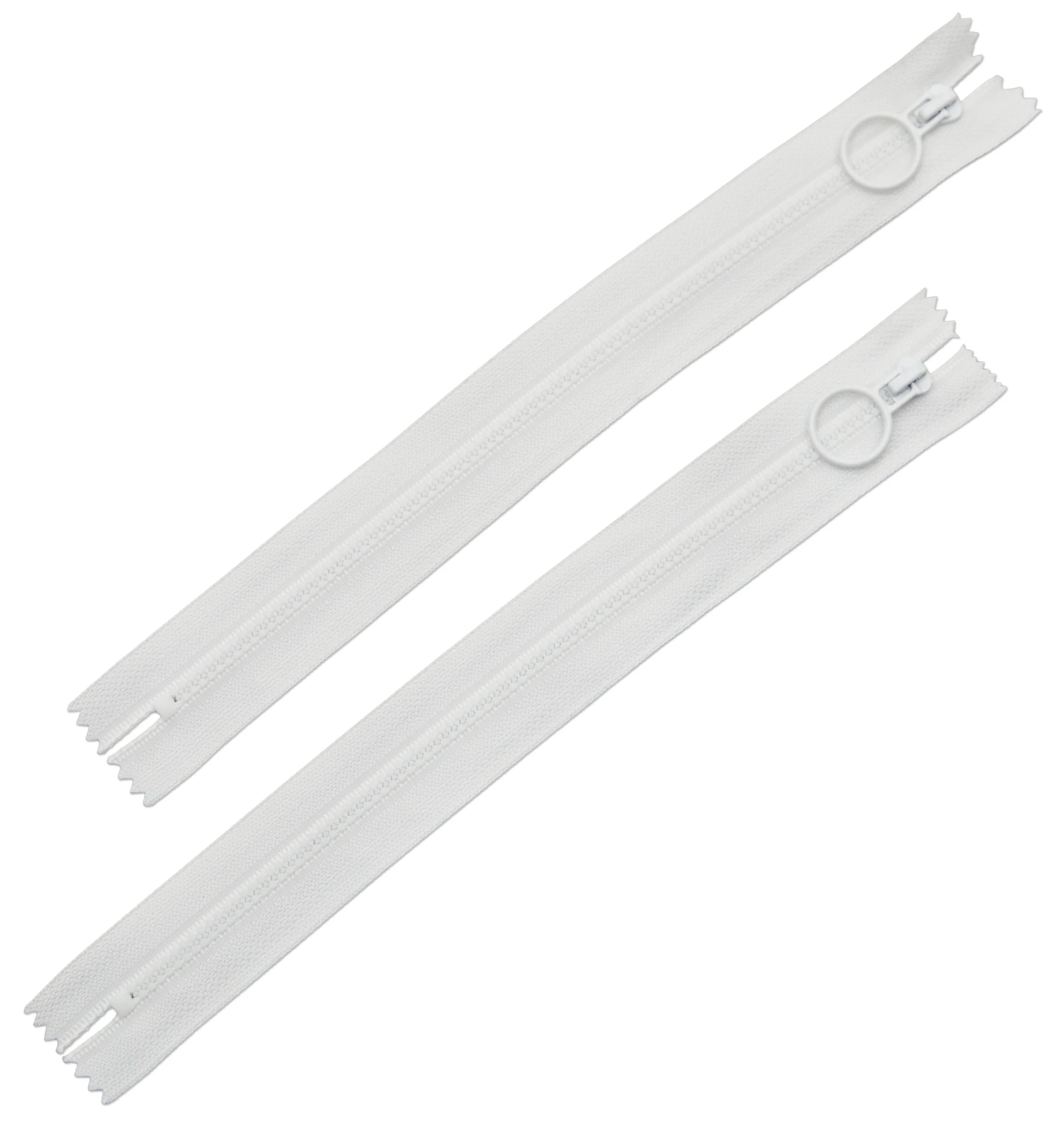 #ZW6424 | 9" White Hoop Pull Zipper (2 pk) — Zakka Workshop Retail
