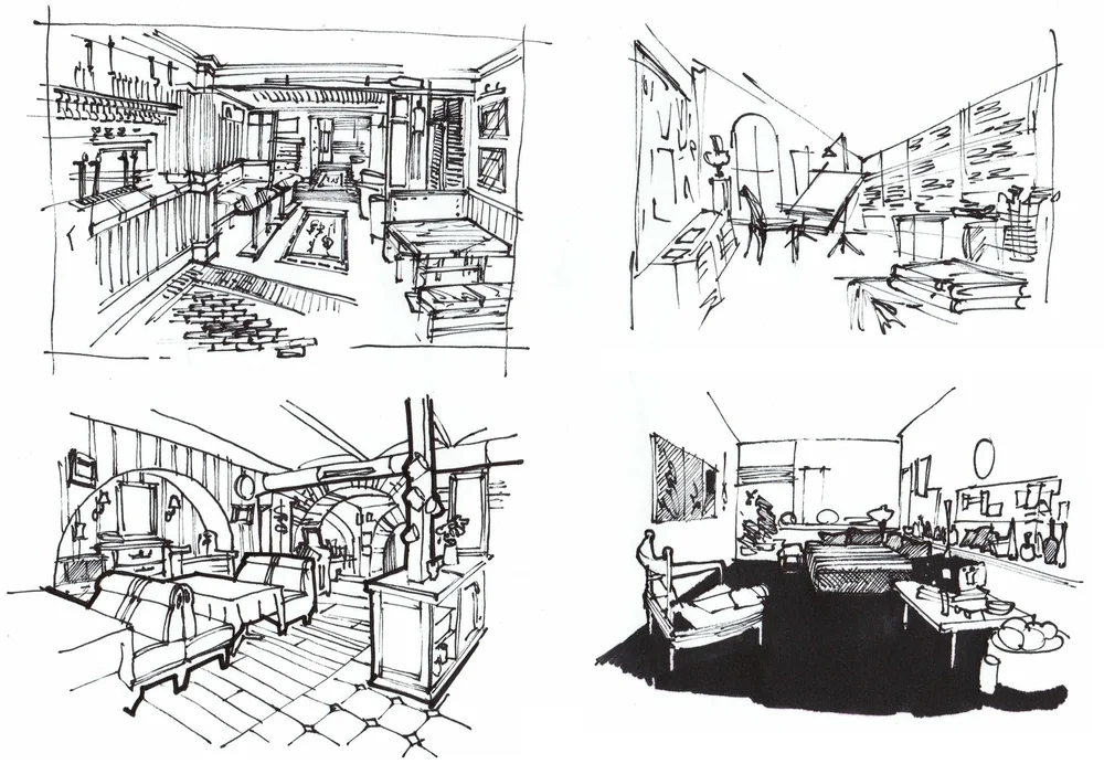 Learn top drawing secrets from 4 masters of interior sketching which ...