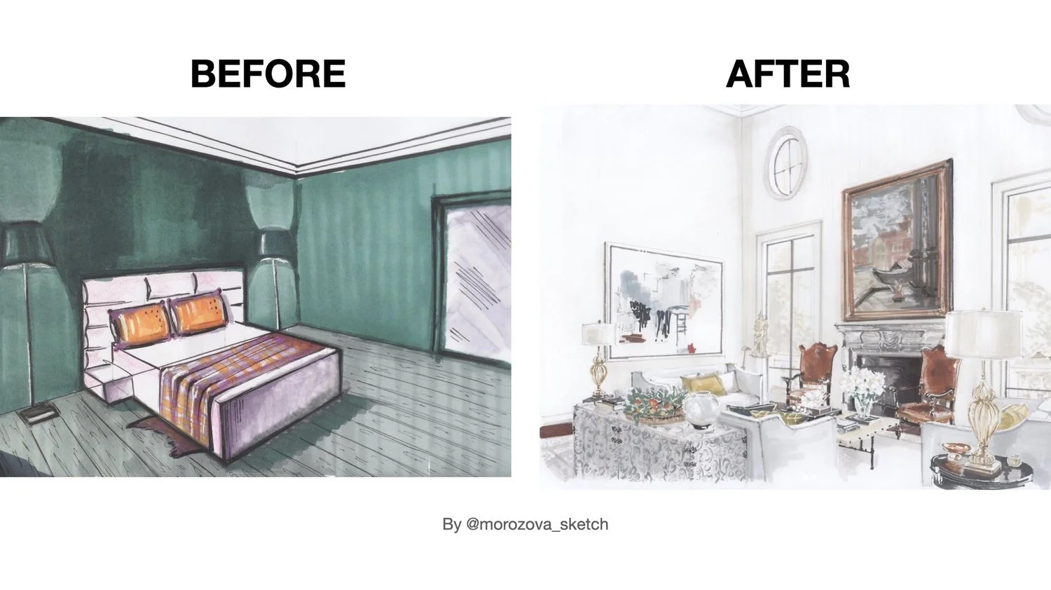 #1 Blog on Interior Design Drawing — School of Sketching by Olga Sorokina