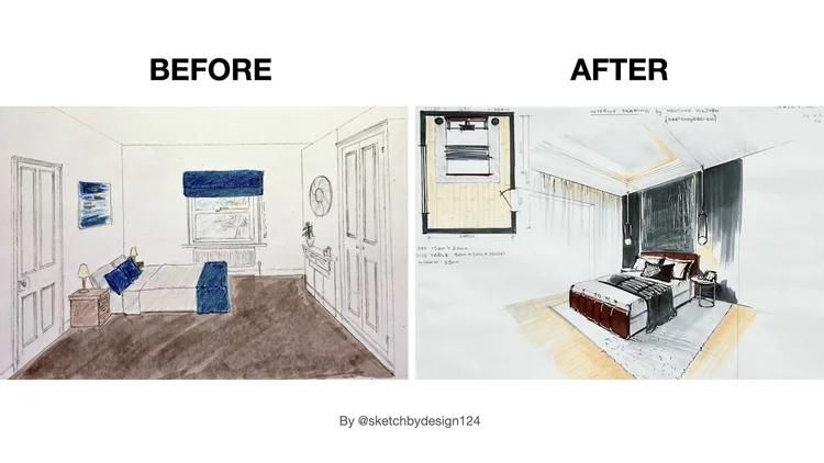 "BEFORE" and "AFTER": interior sketches made by my students (fantastic ...